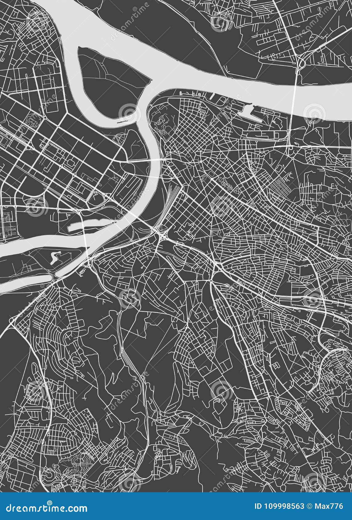 Plan De La Ciudad De Belgrado, Mapa Detallado Del Vector Ilustración ...