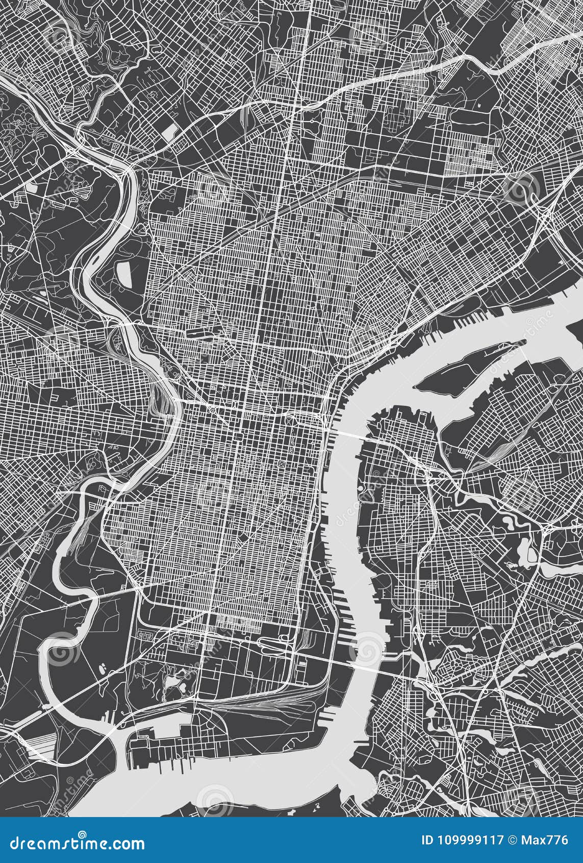 Plan De La Ciudad De Philadelphia, Mapa Detallado Del Vector ...
