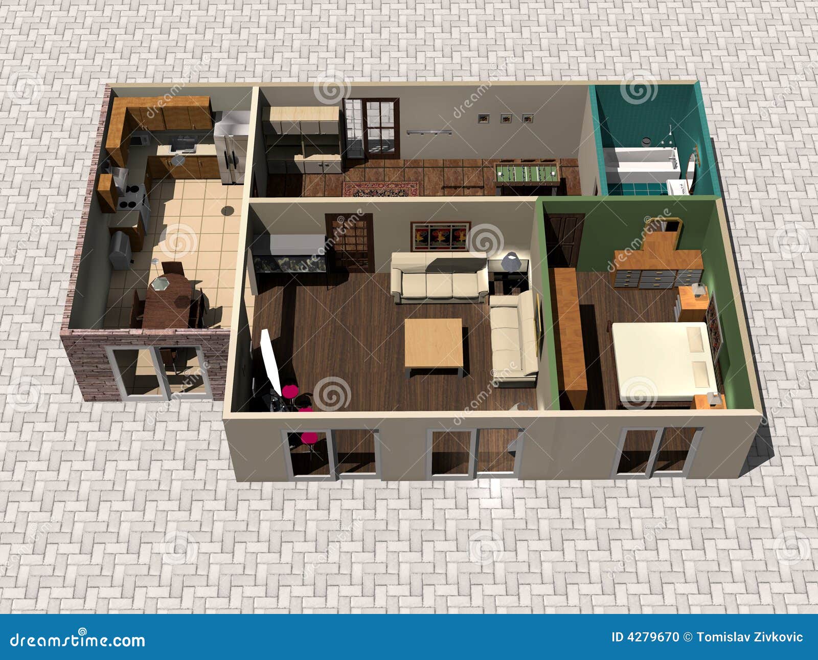 Plan de la maison 3D illustration stock. Illustration du échelle - 4279670