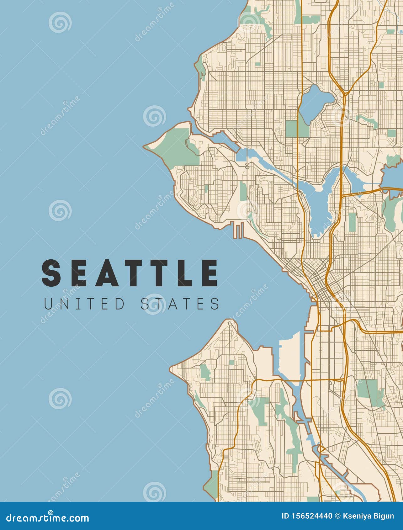 Plan De La Route Et Du Quartier De Seattle. Washington Illustration de ...