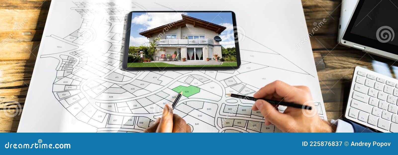 Plan de mapa de catastro imagen de archivo. Imagen de mano - 225876837