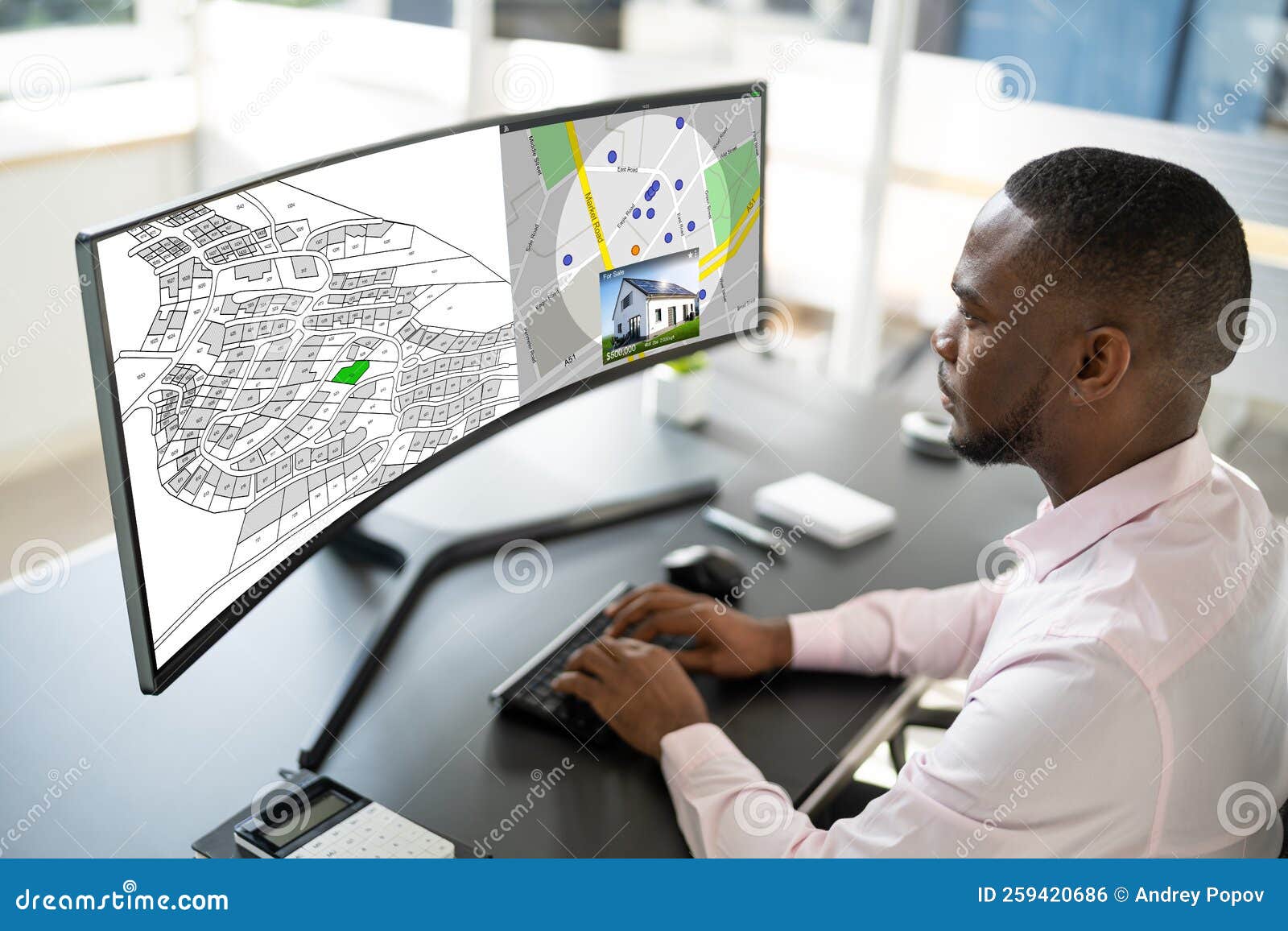 Plan de mapa de catastro foto de archivo. Imagen de escritorio - 259420686