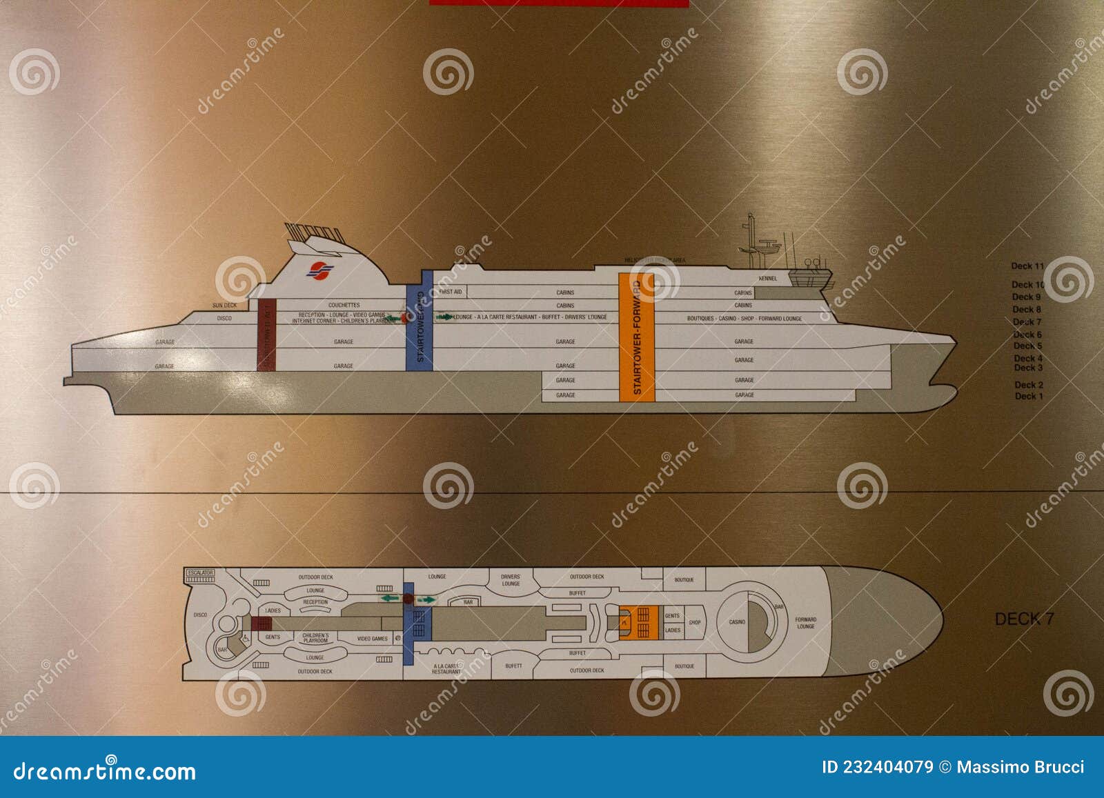 Plan of the Decks of a Scheduled Ferry Stock Image - Image of chimney ...
