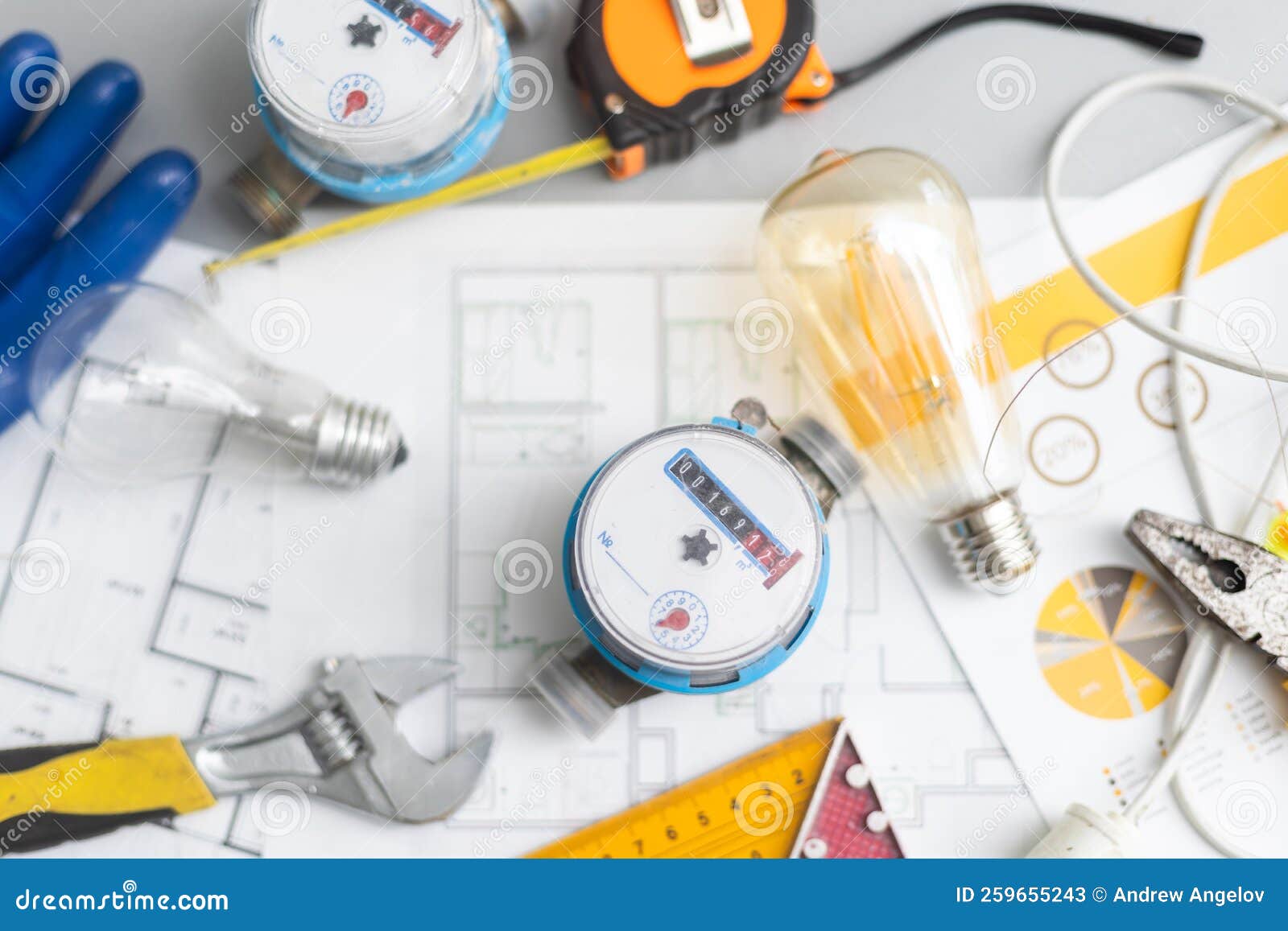 Plan Design Sketchy and Instruments Stock Image - Image of professional ...