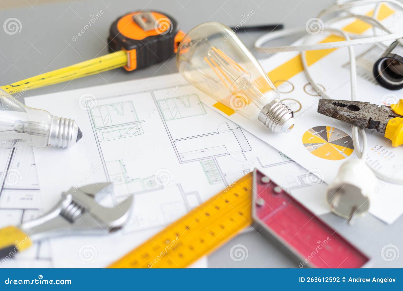 Plan Design Sketchy and Instruments Stock Photo - Image of workspace ...