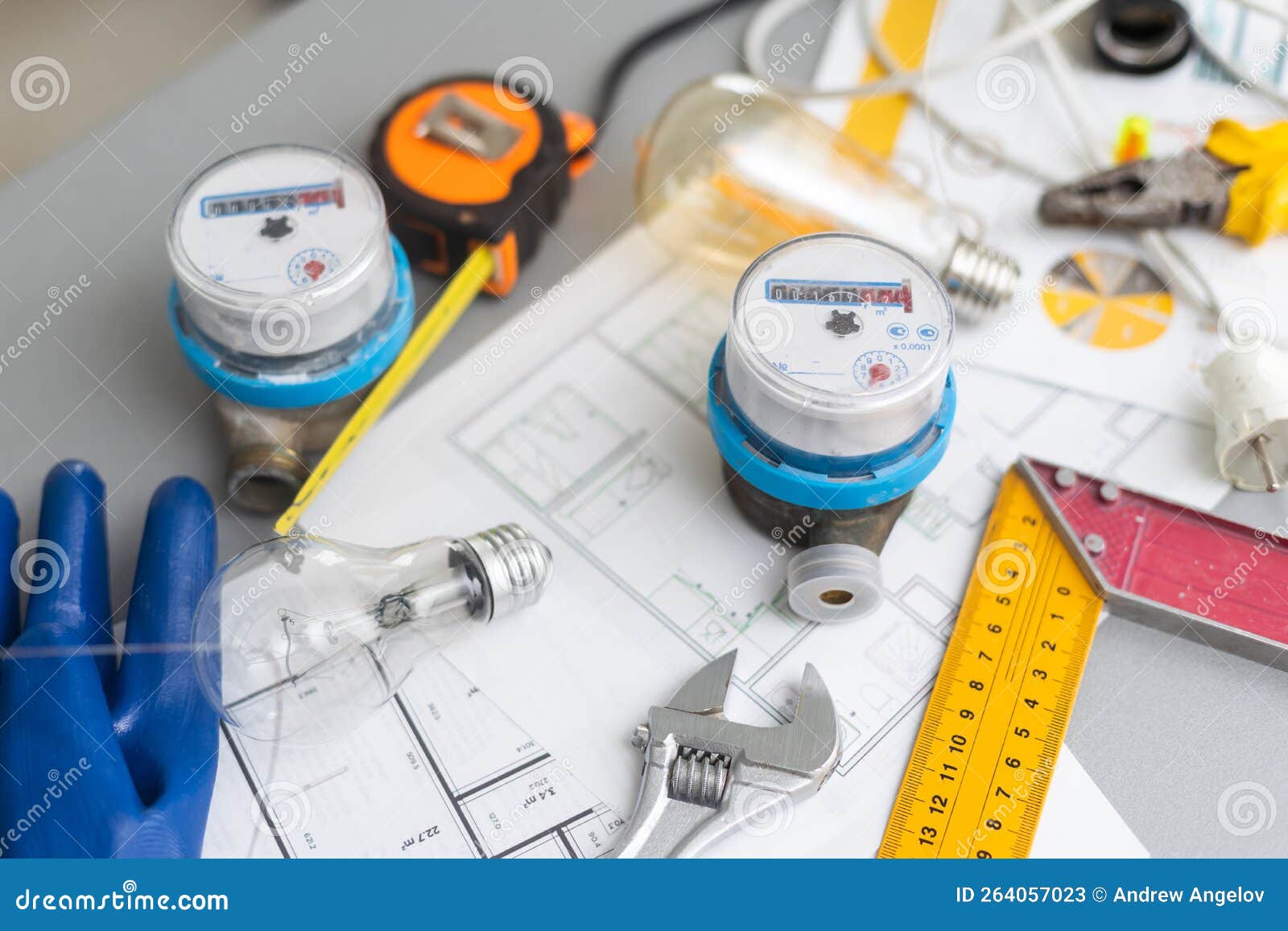Plan Design Sketchy and Instruments Stock Image - Image of tool, color ...