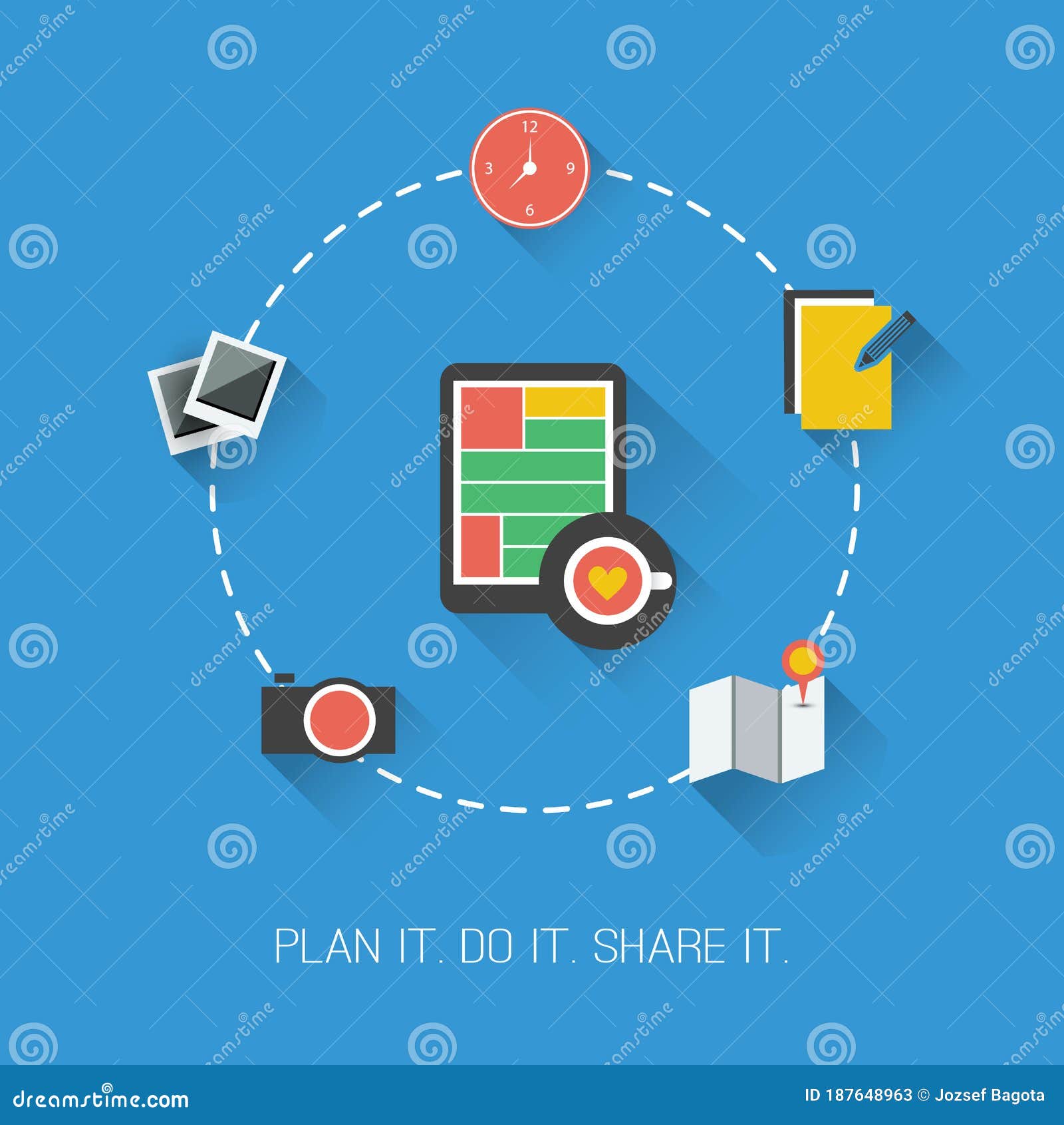 Plan it Do it Share it - Flat Design Concept Stock Vector ...