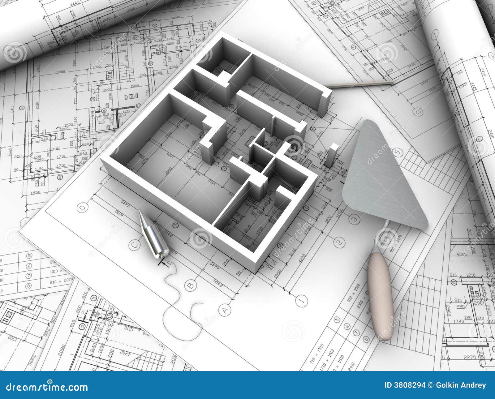Plan drawing stock illustration. Illustration of architecture - 3808294