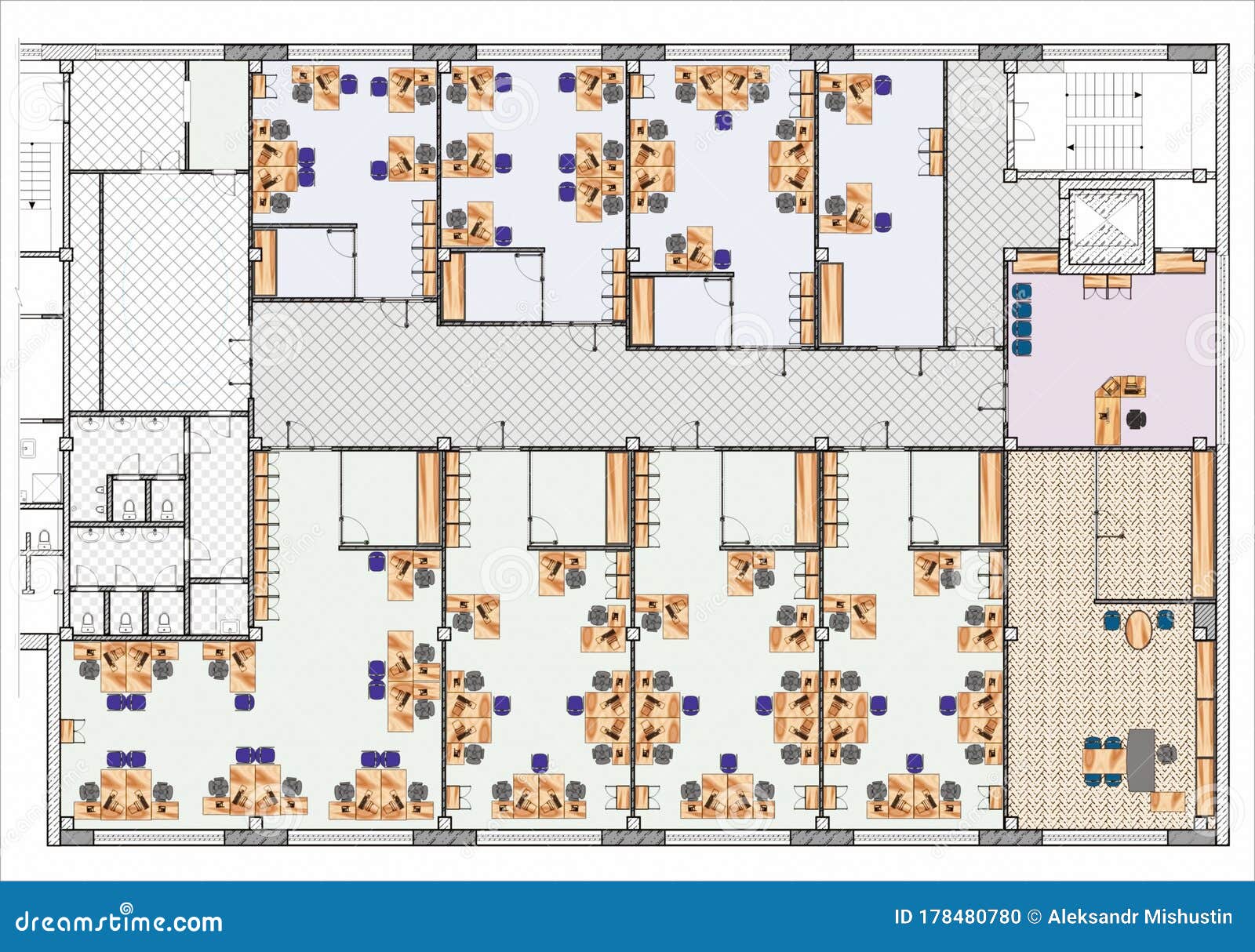 Plan Drawing Big Office stock illustration. Illustration of ...