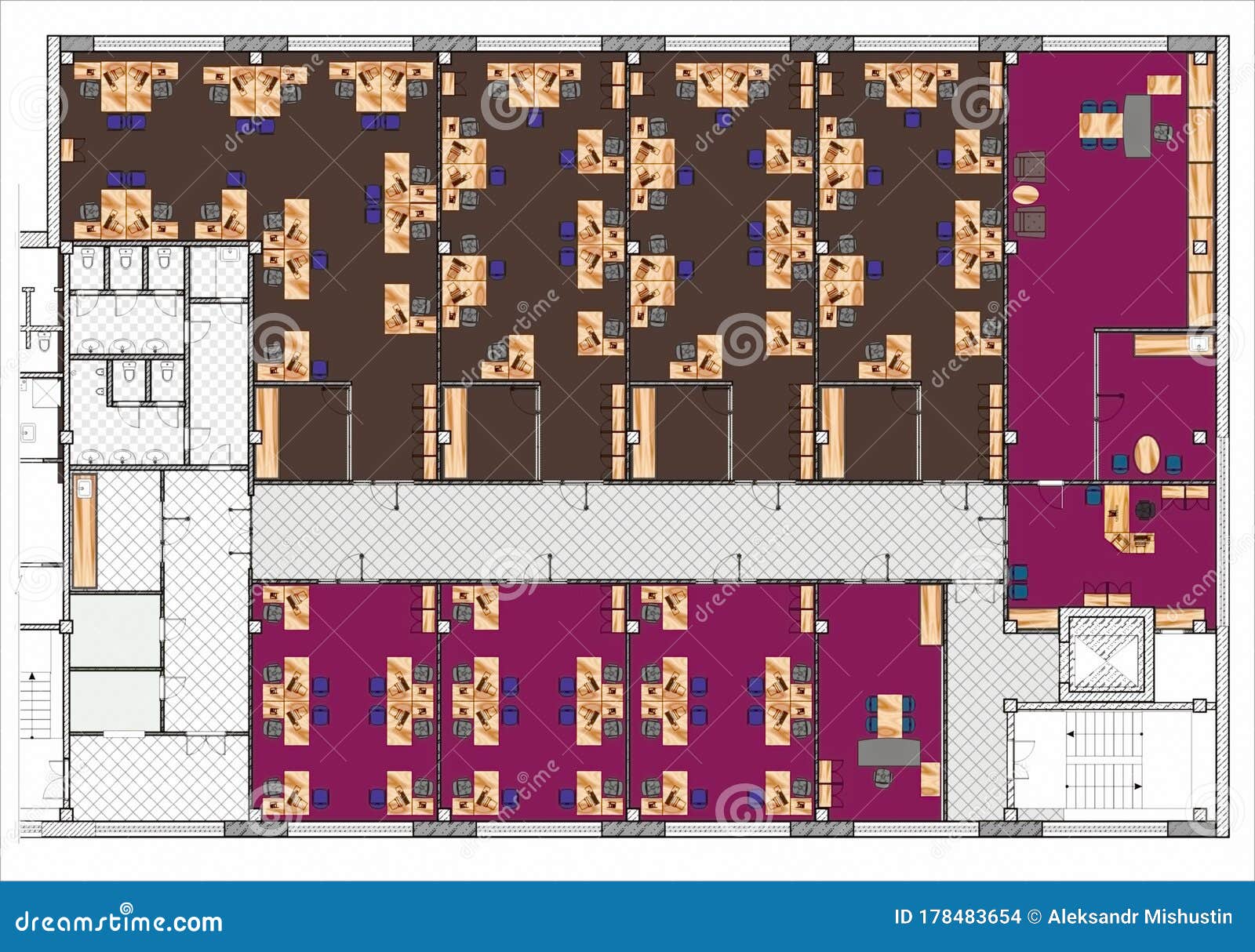 Plan Drawing Big Office stock illustration. Illustration of internal ...