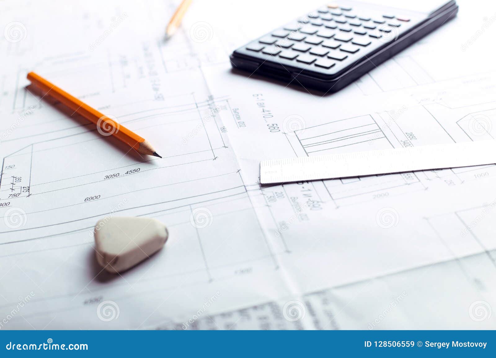 Plan - Drawing on the Table Stock Image - Image of design, plan: 128506559