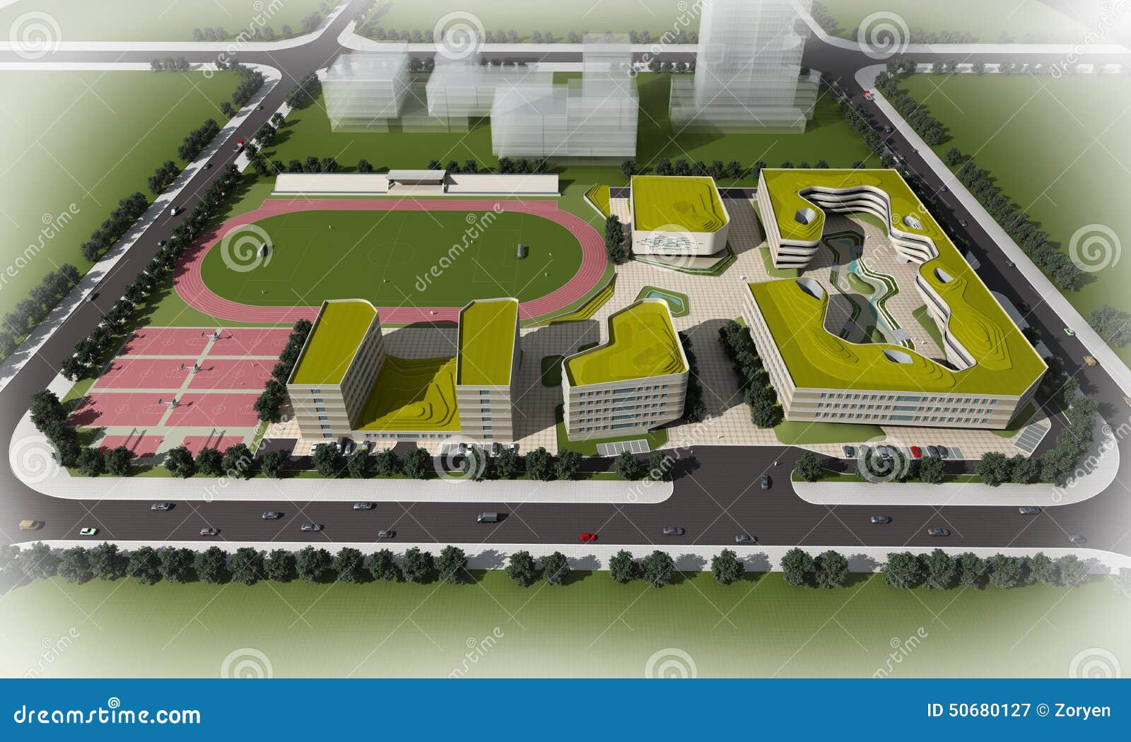 Plan einer modernen Schule stockbild. Bild von oberseite - 50680127