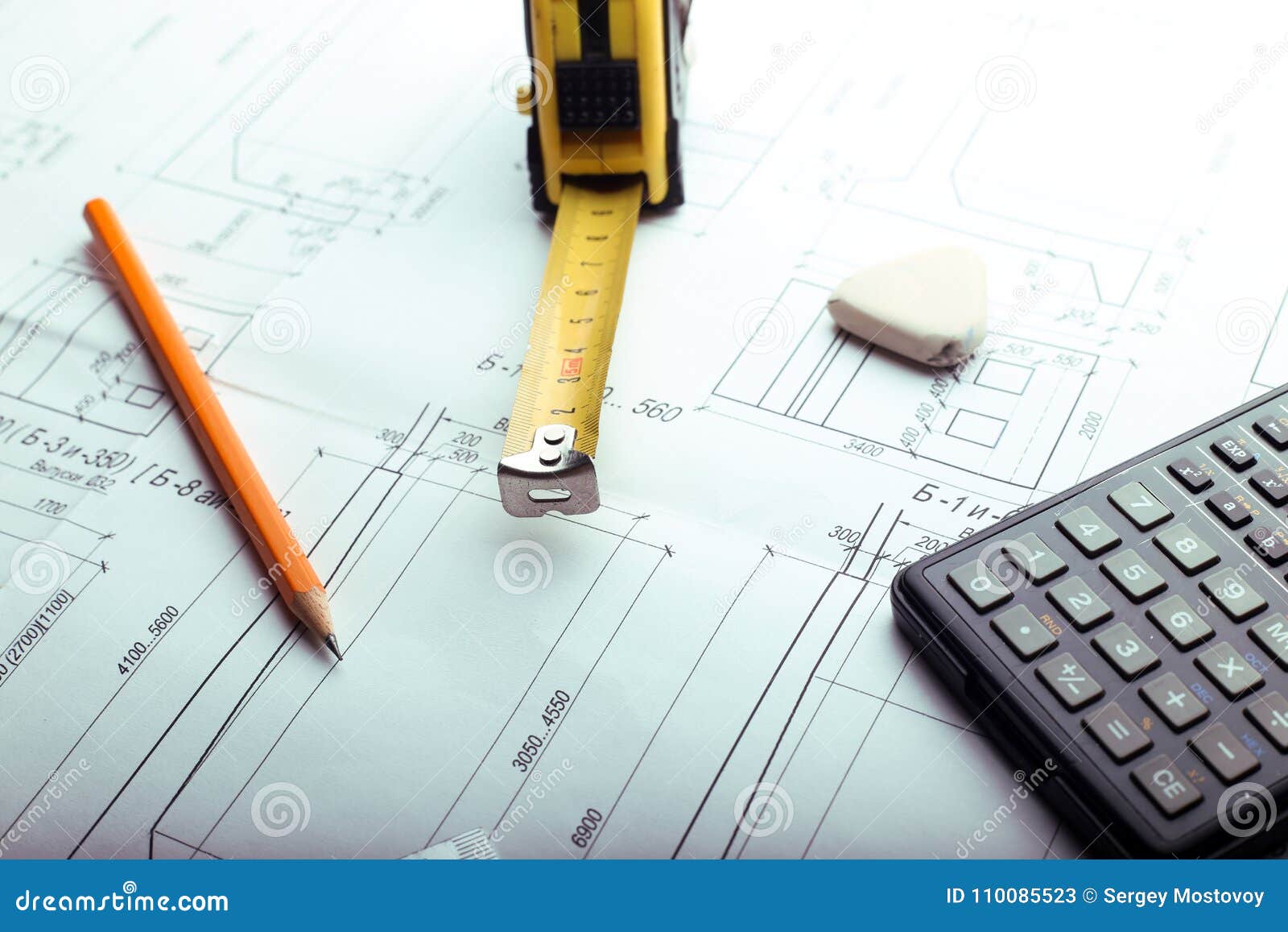 Plan - Drawing on the Table Stock Image - Image of building, financial ...
