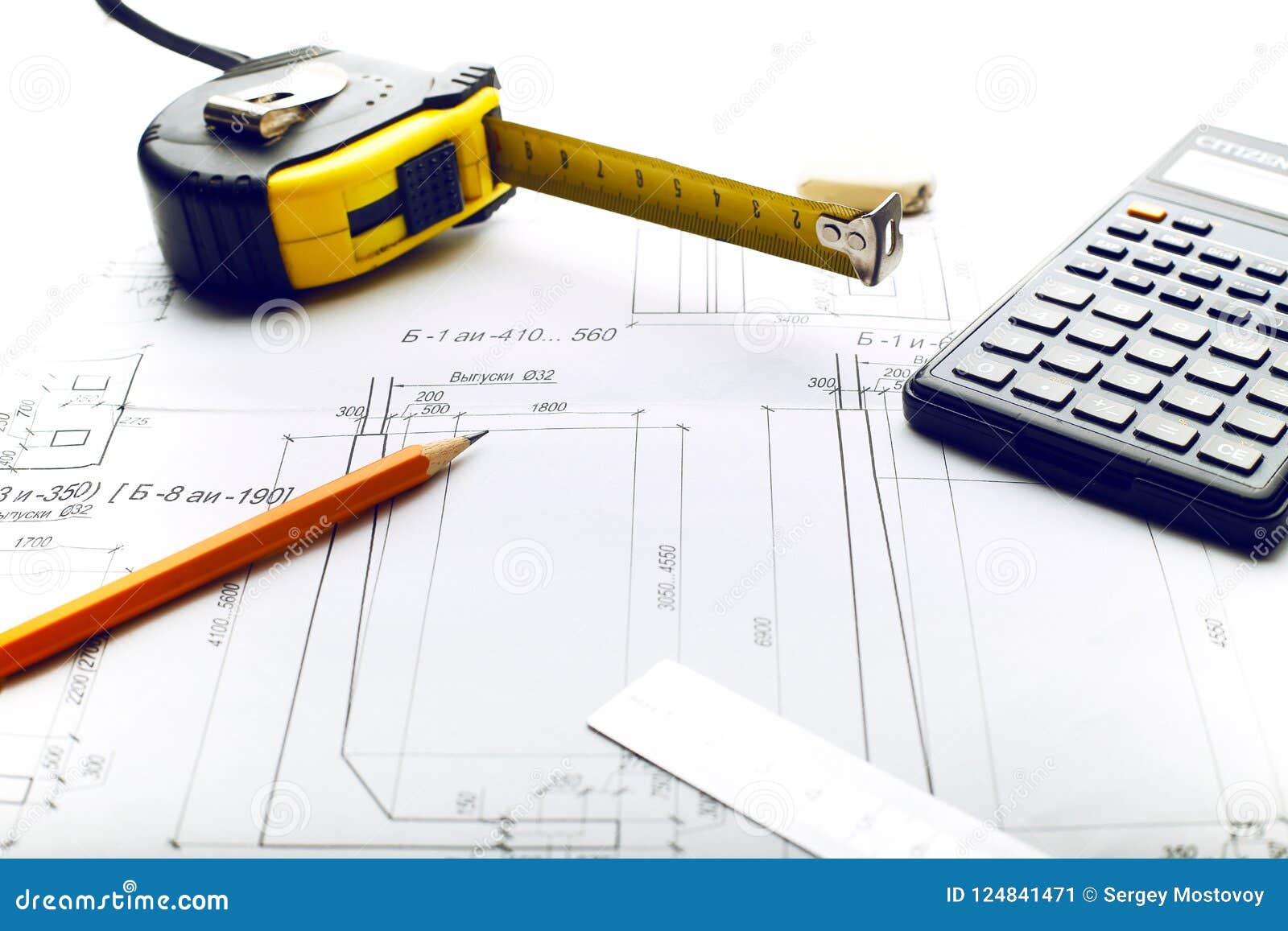 Plan - Drawing on the Table Stock Image - Image of construction ...