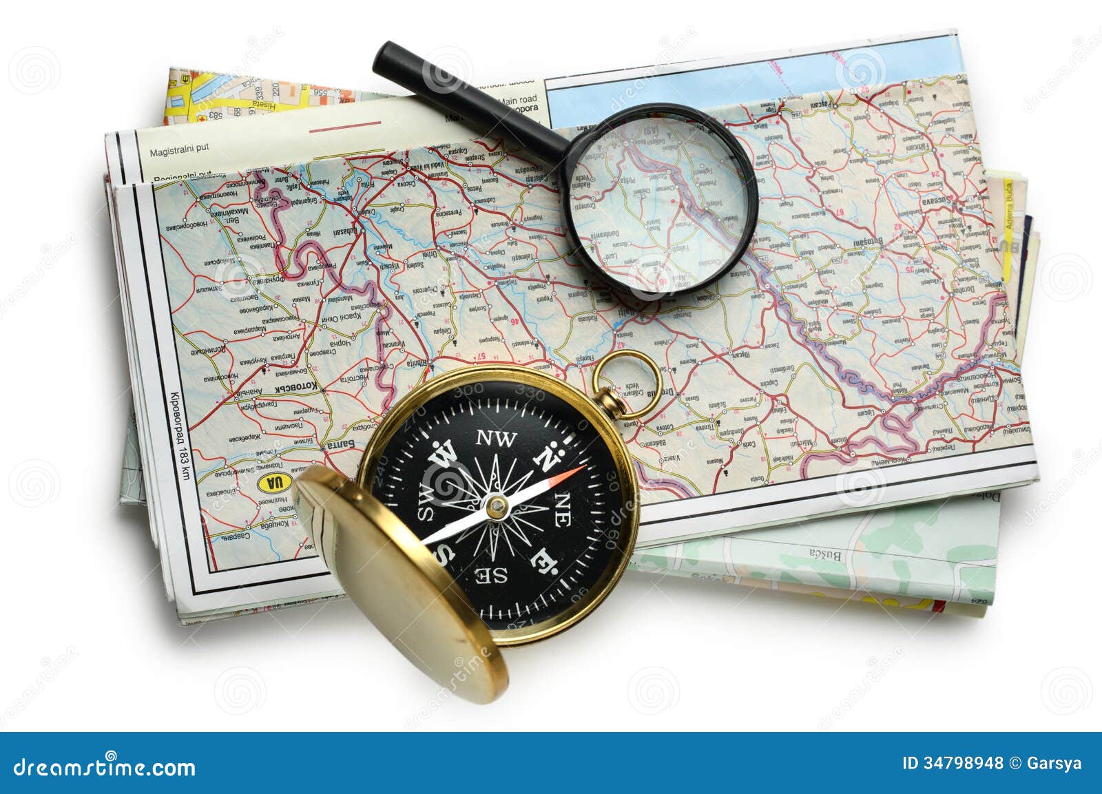 Plan Et Boussole De Carte De Route Photo stock - Image du lentille ...