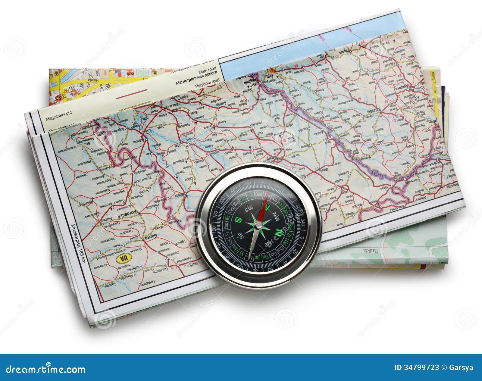 Plan Et Boussole De Carte De Route Image stock - Image du carte ...