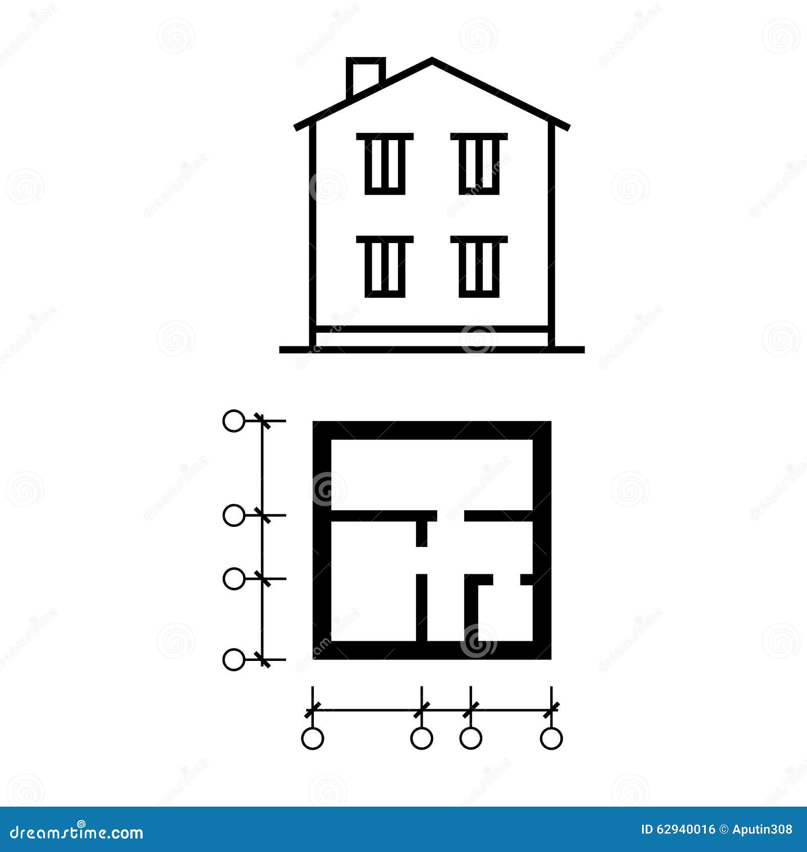 Plan and facade icon stock vector. Illustration of floorplan - 62940016