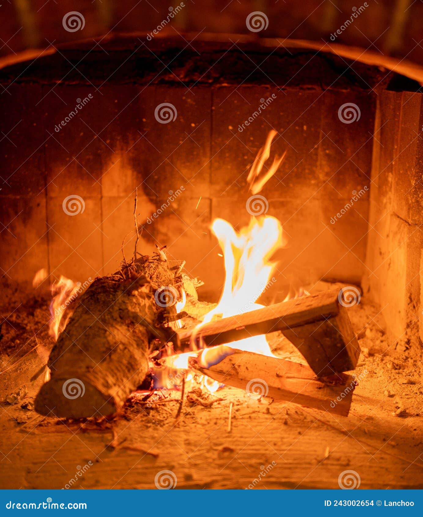 Plan of a Fireplace with Orange Fire Stock Photo - Image of heat, aged ...