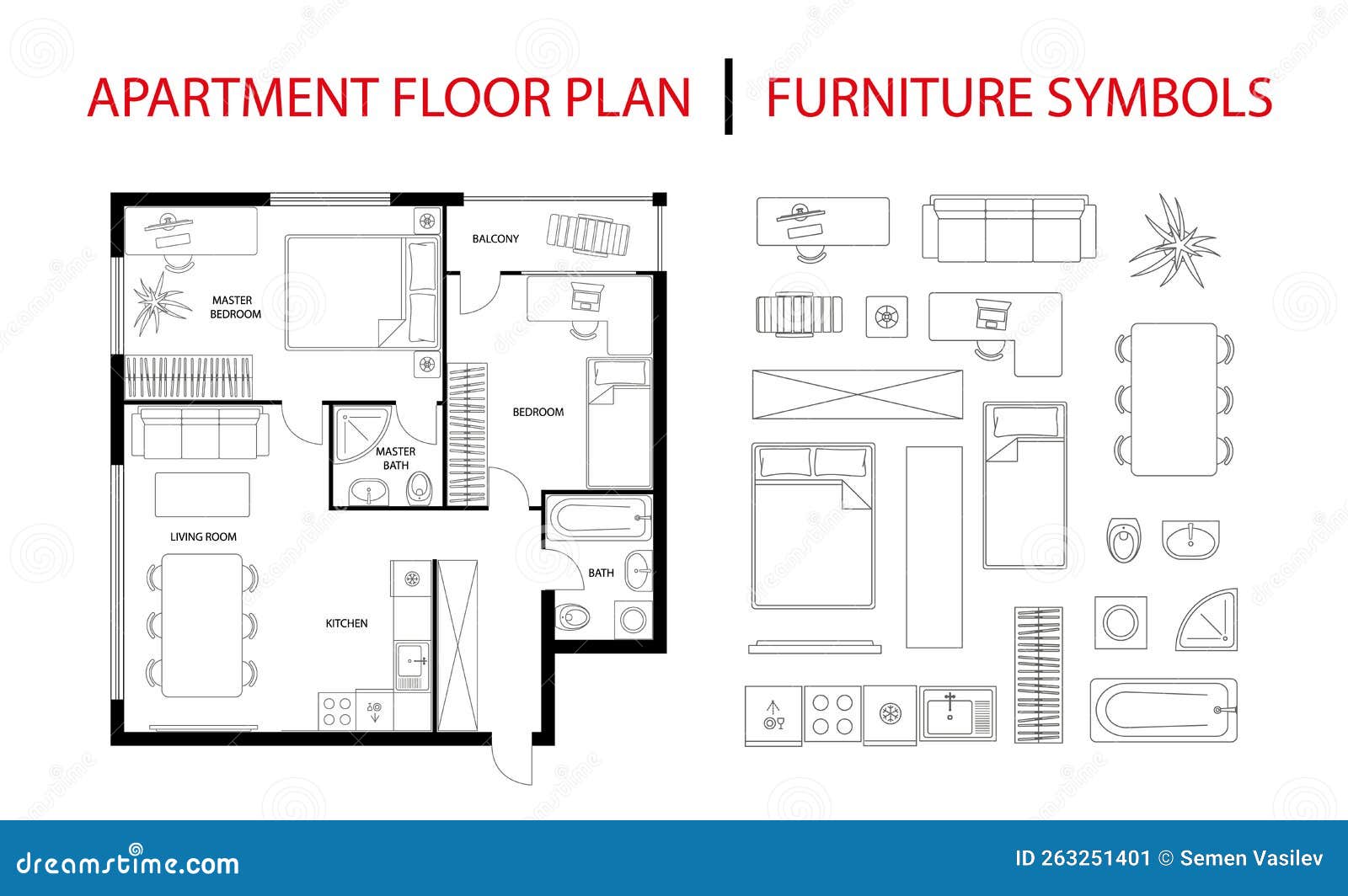 Plan Floor Apartments Set. Icon Design Elements. Stock Vector ...