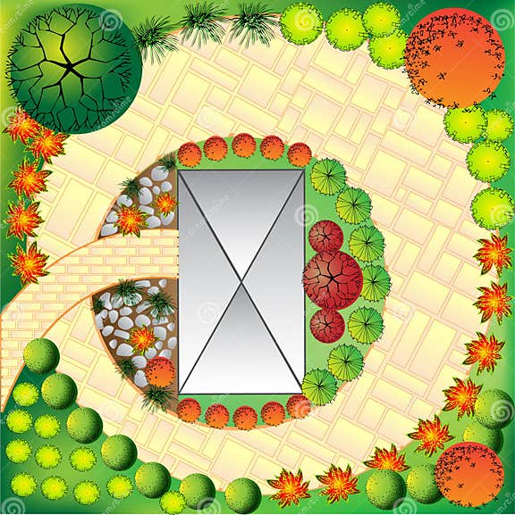 Plan of garden stock vector. Illustration of garden, drawing - 24188032