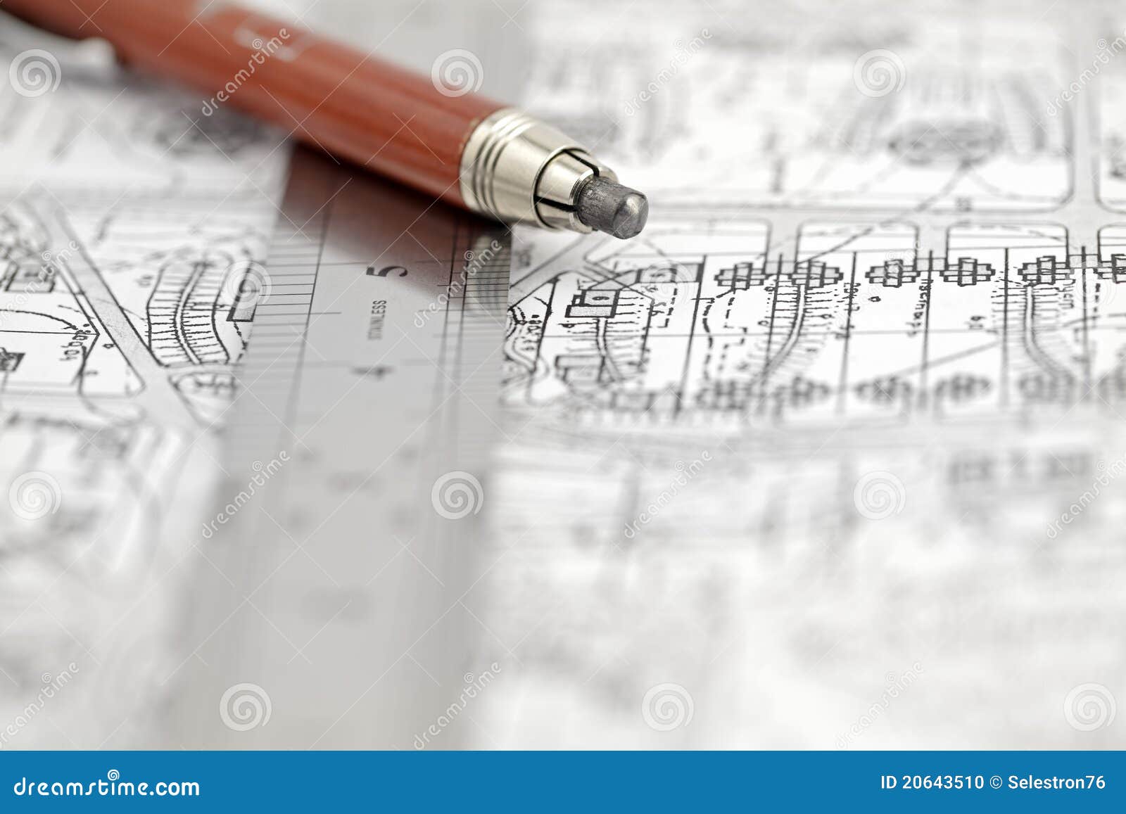 Plan, Grille De Tabulation Et Crayon D'architecture Photo stock - Image ...