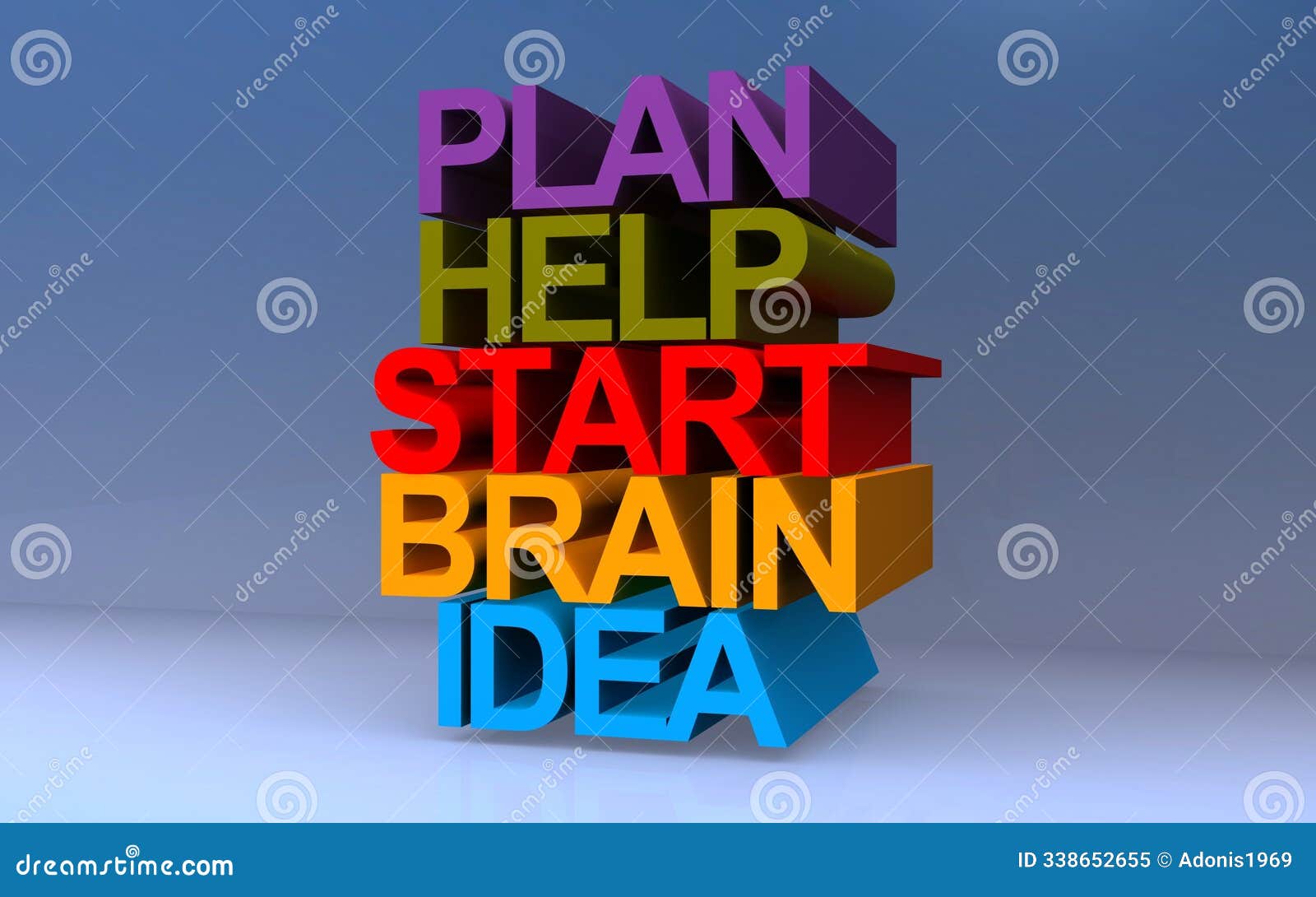 Plan Help Start Brain Idea on Blue Stock Illustration - Illustration of ...