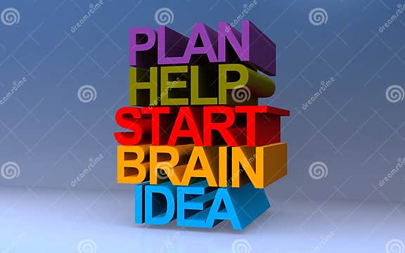 Plan Help Start Brain Idea on Blue Stock Illustration - Illustration of ...