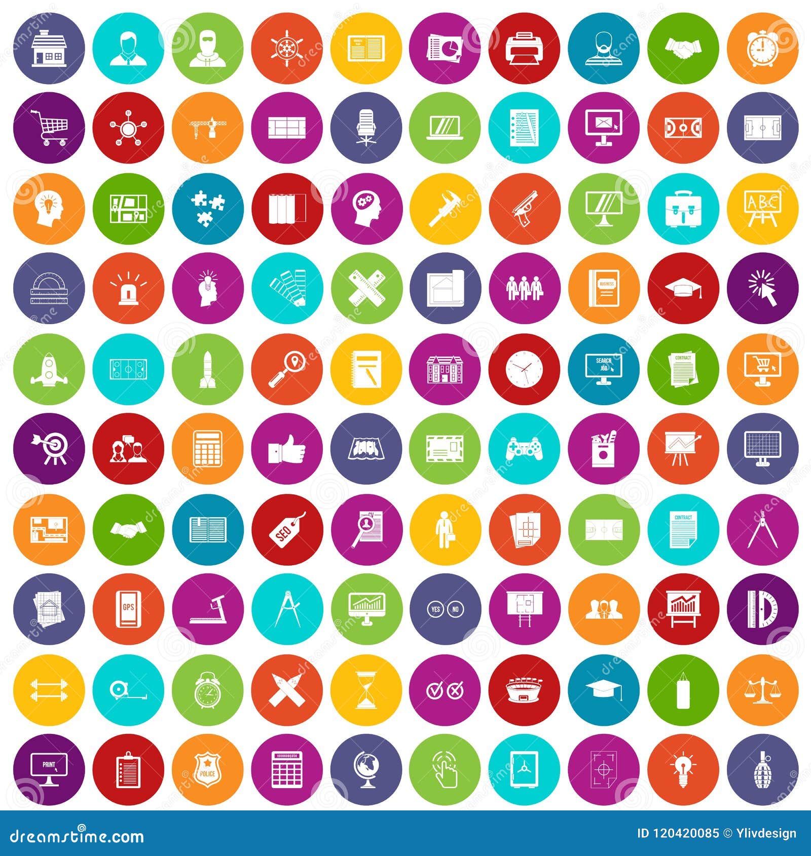 100 plan icons set color stock vector. Illustration of icons - 120420085