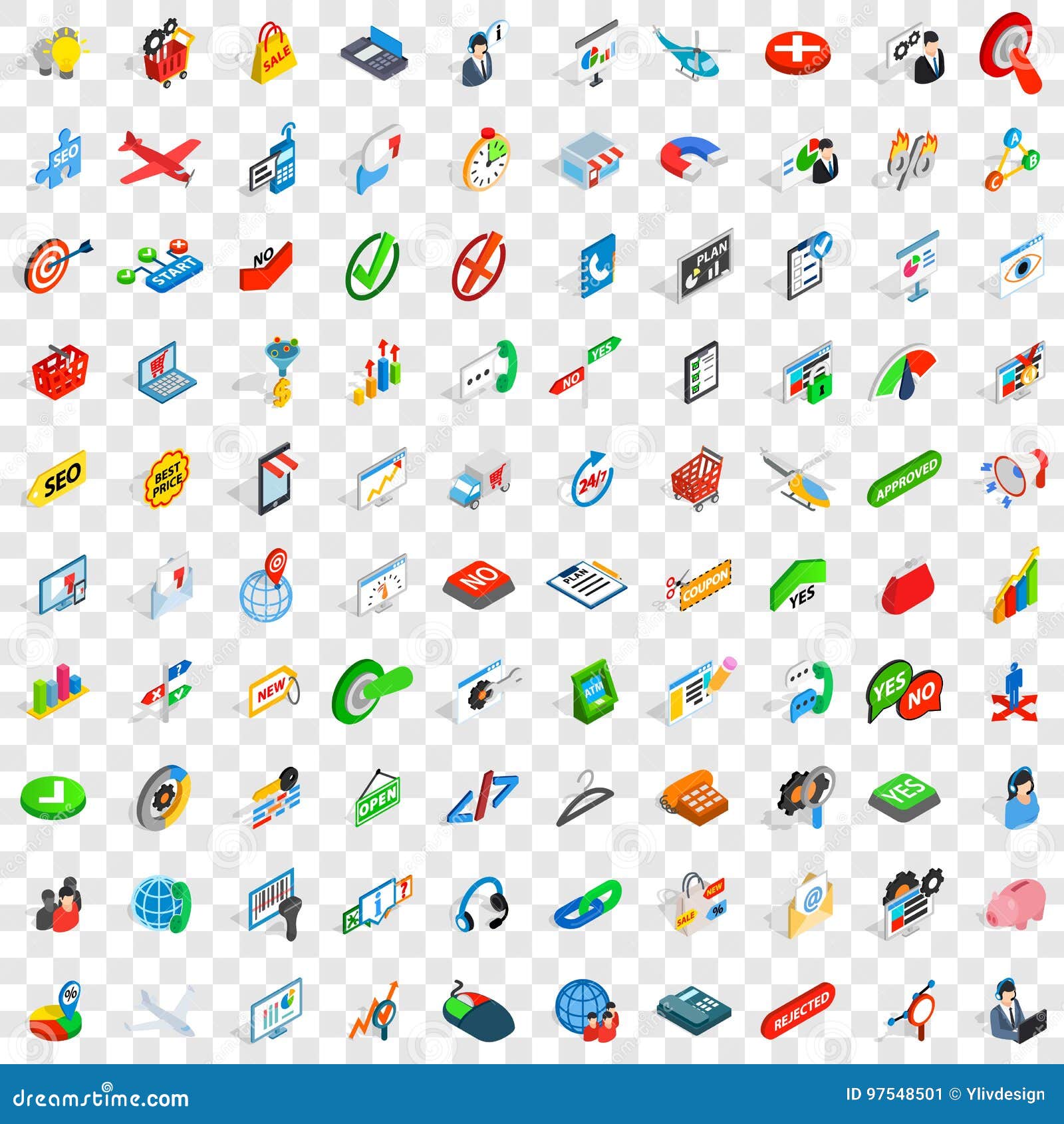 100 Plan Icons Set, Isometric 3d Style Stock Vector - Illustration of ...