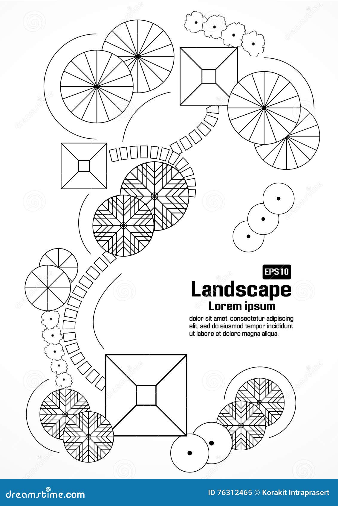 Plan of Landscape and Garden Stock Vector - Illustration of design ...
