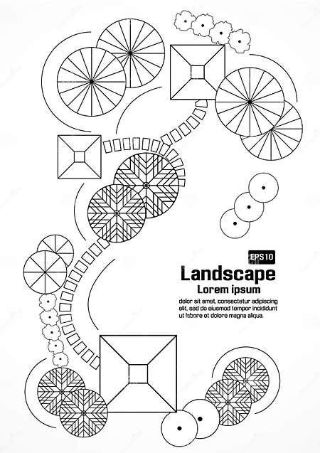 Plan of Landscape and Garden Stock Vector - Illustration of design ...