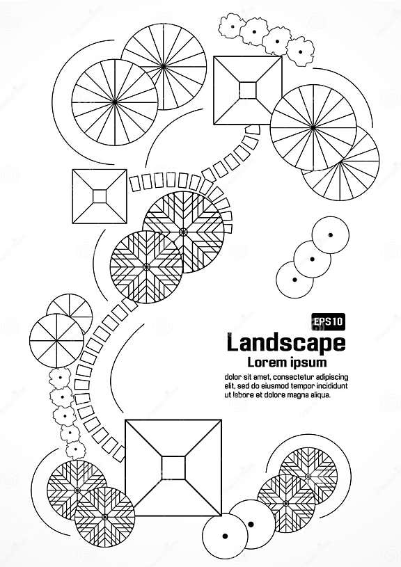 Plan of Landscape and Garden Stock Vector - Illustration of design ...