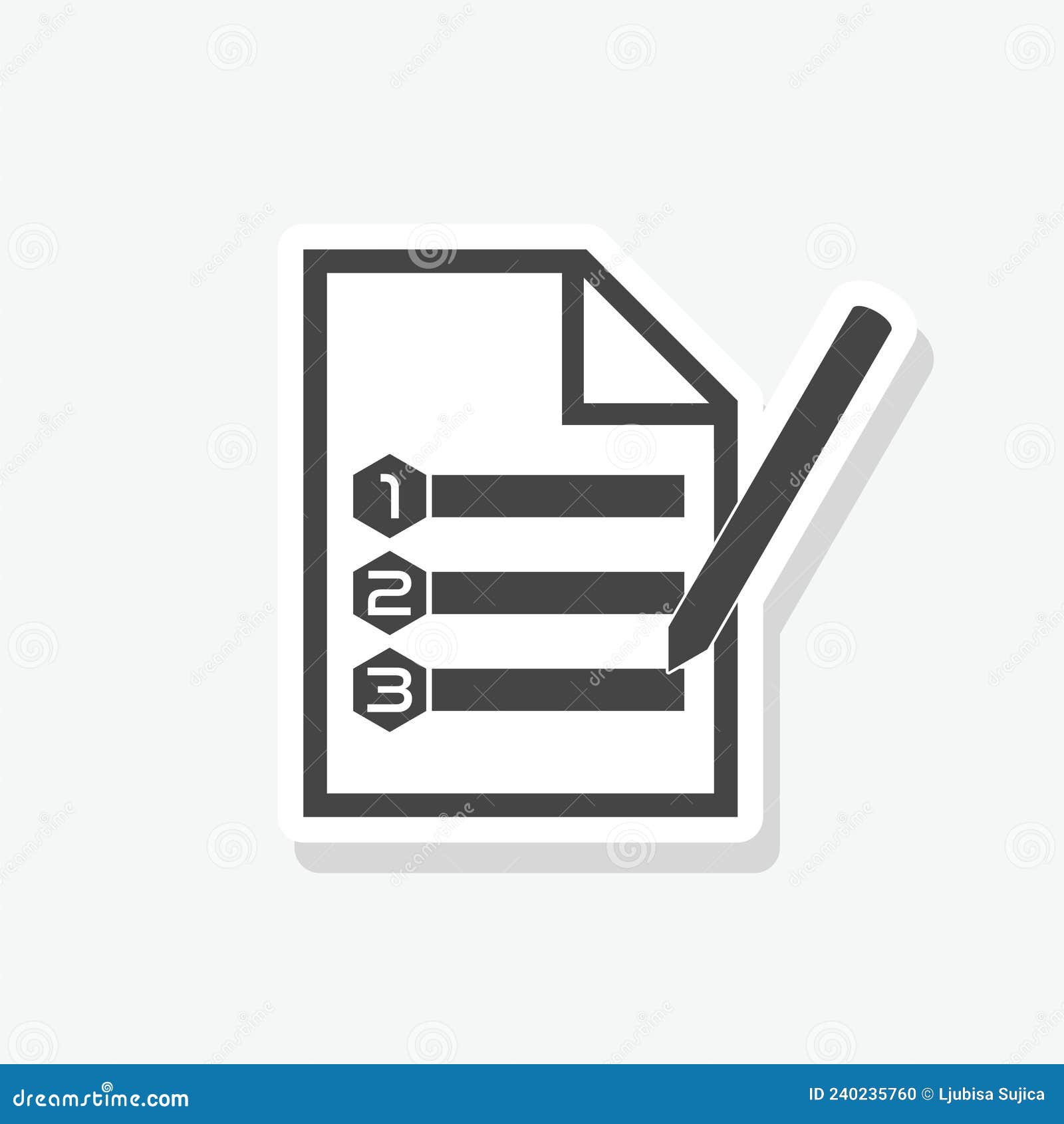 Plan List with Numbers Sticker Isolated on White Background Stock ...