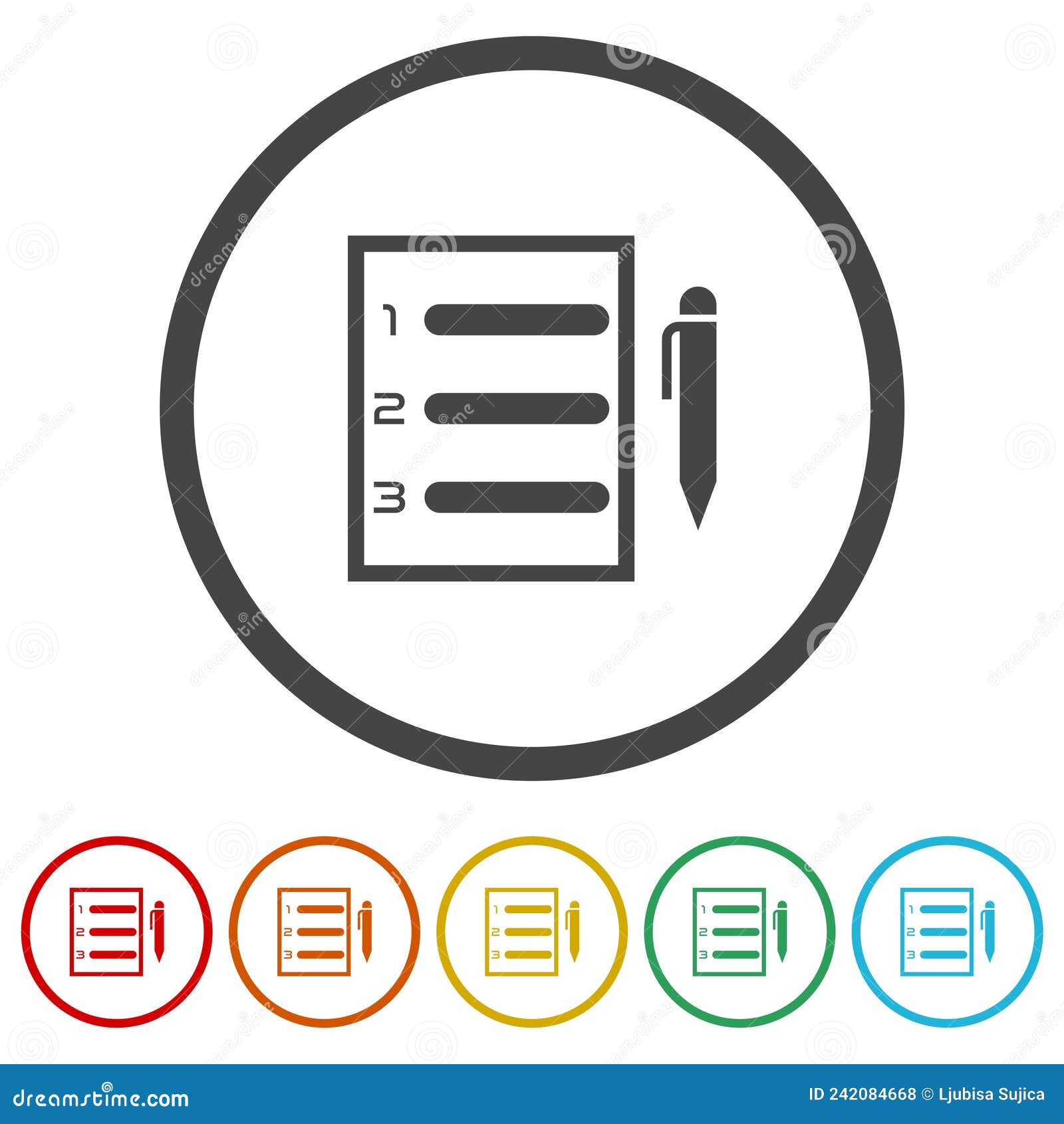 Plan List Ring Icon, Color Set Stock Vector - Illustration of list ...