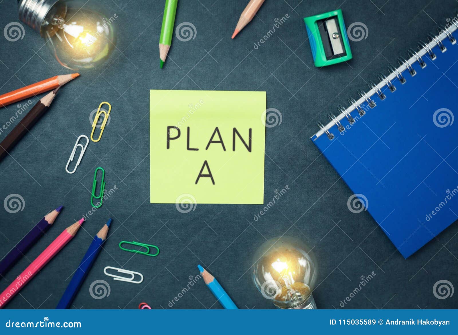 Plan a on Note on a Blue Background. Stock Image - Image of background ...