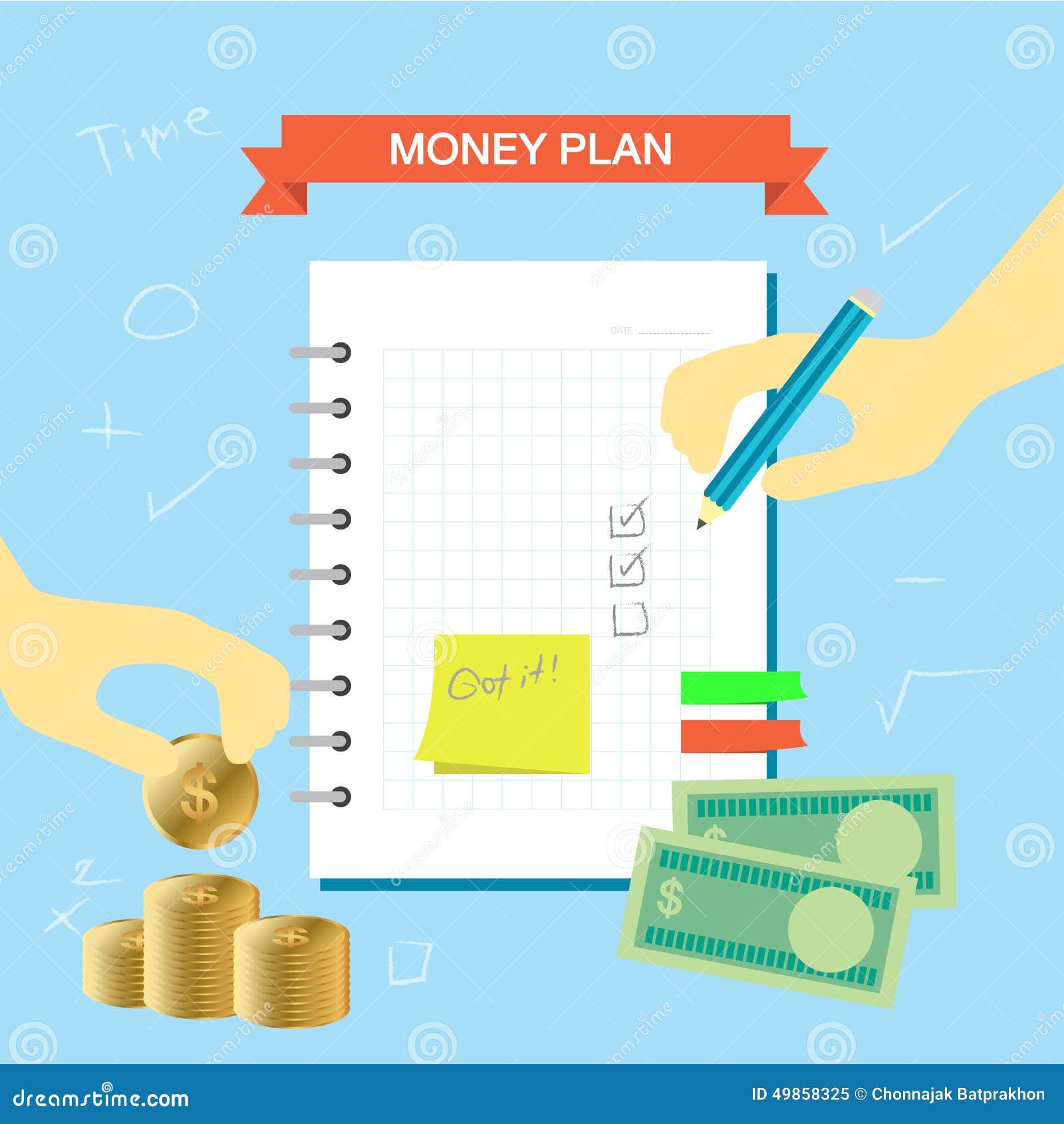 Plan Note 003 stock vector. Illustration of plan, money - 49858325