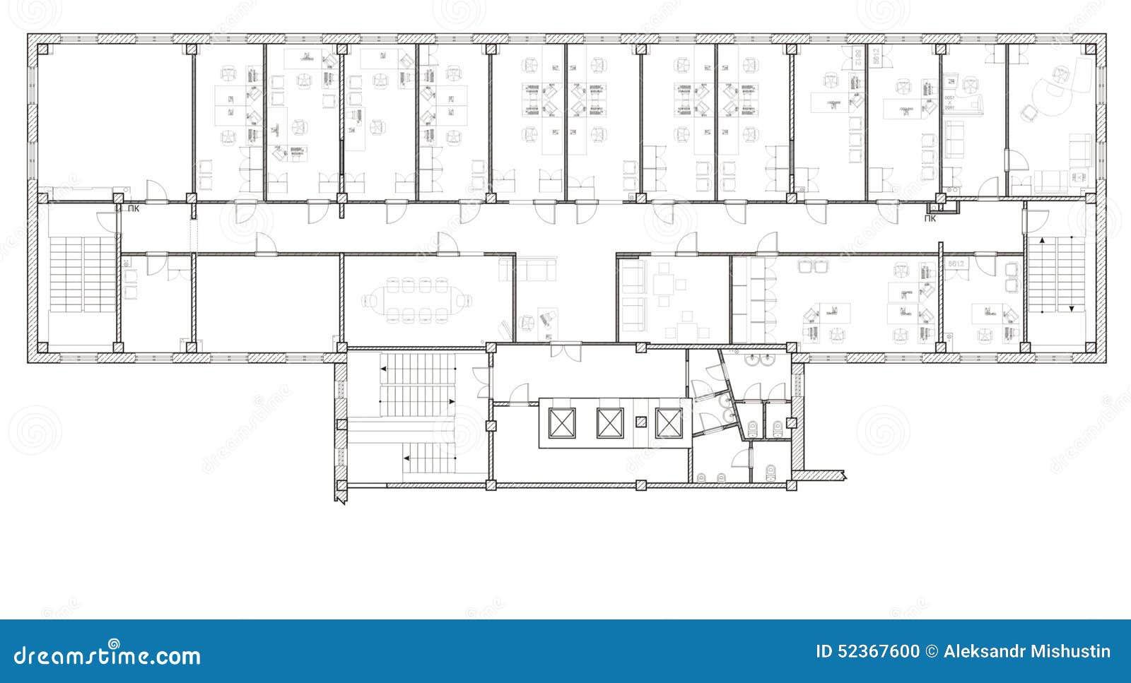 Plan Office Building stock illustration. Illustration of architecture ...