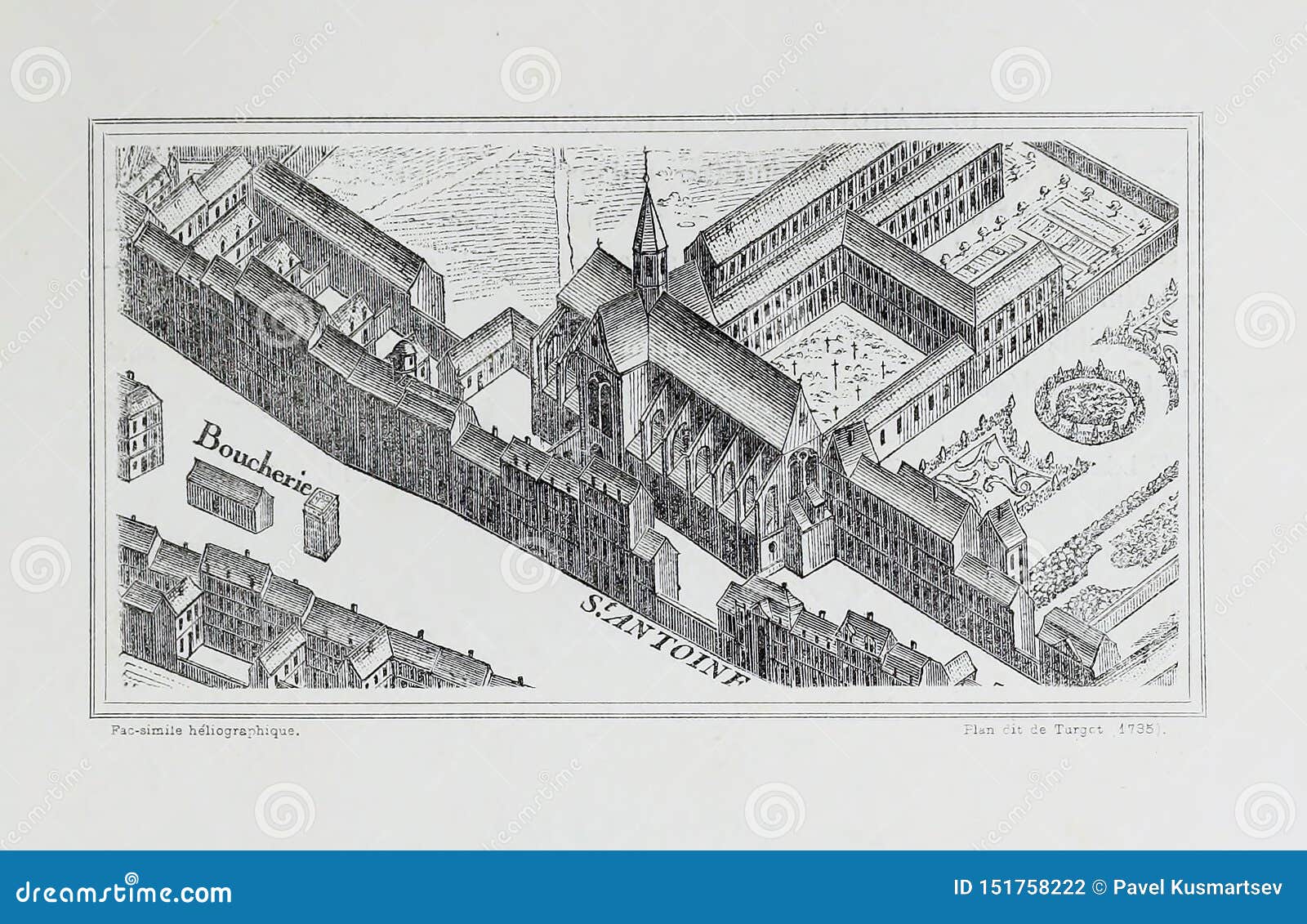 Plan of Paris. Retro image stock illustration. Illustration of black ...
