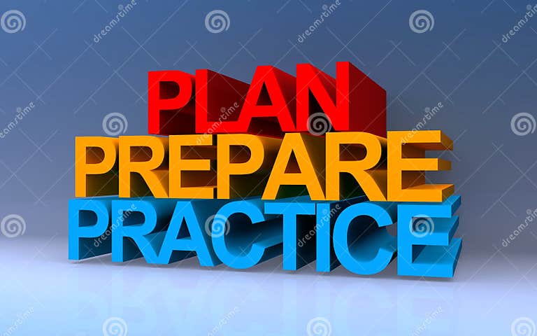 Plan Prepare Practice on Blue Stock Illustration - Illustration of ...