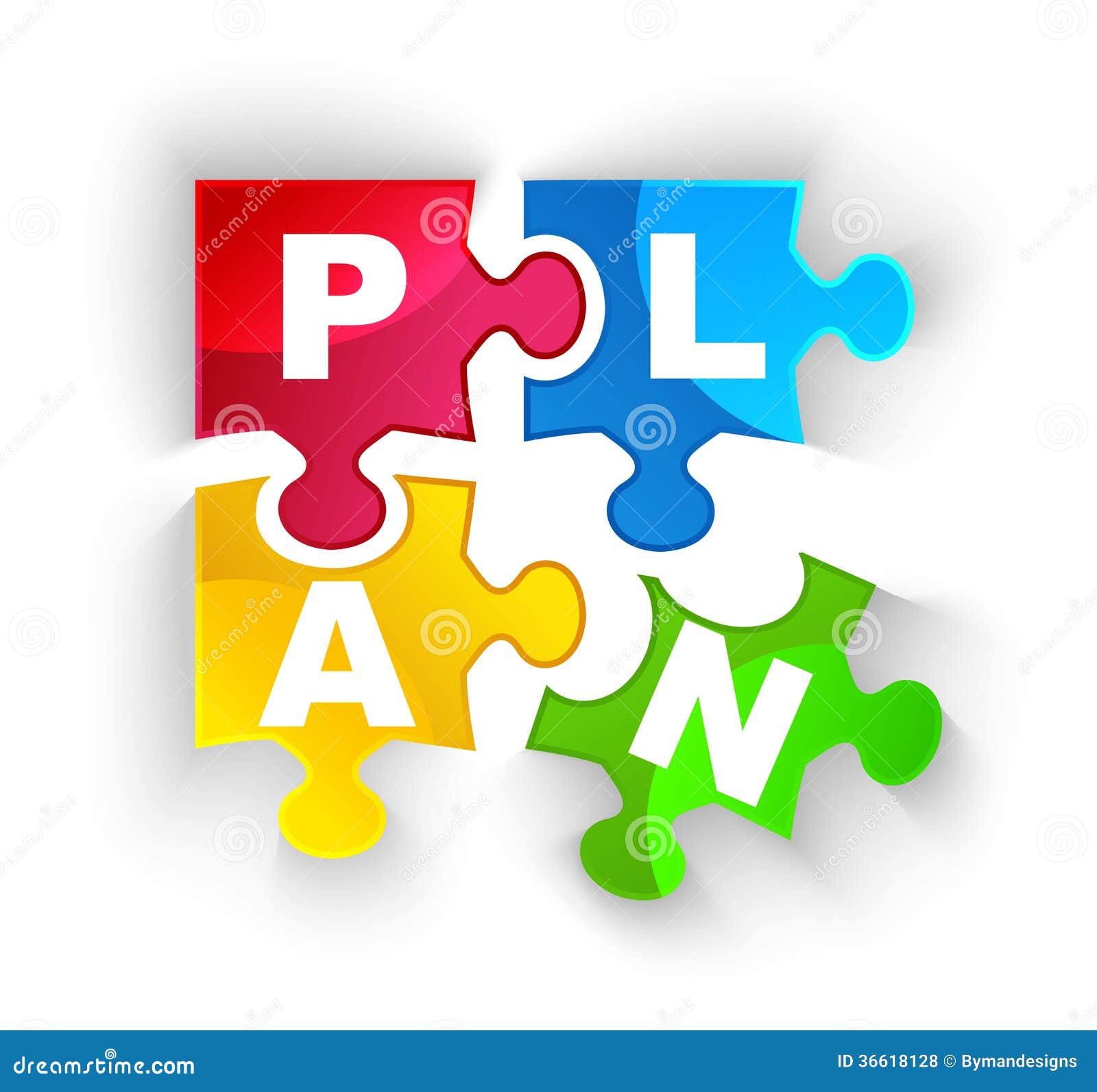 PLAN Puzzle Pieces with Shadow Stock Vector - Illustration of ...