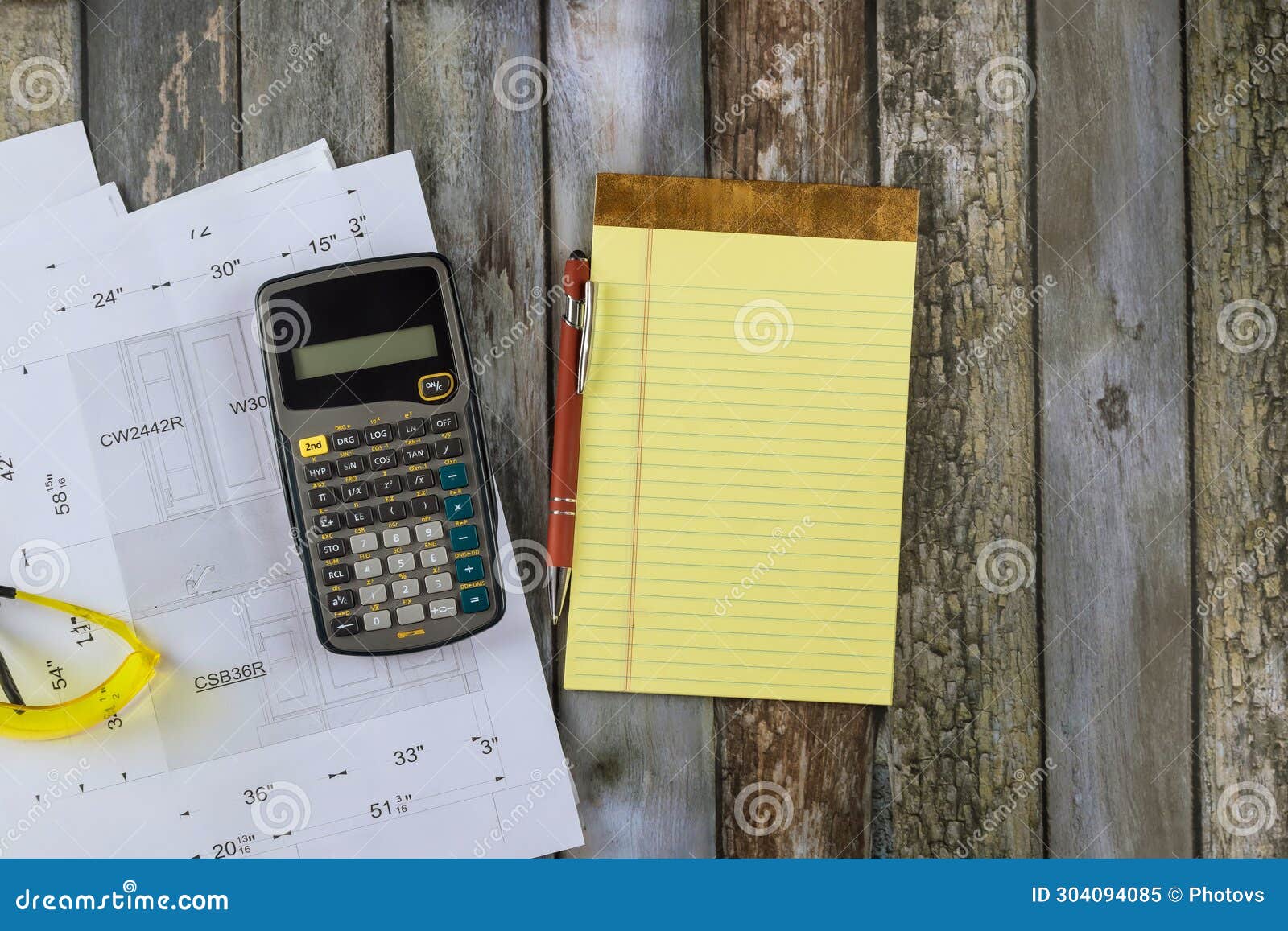 Plan for Remodeling Kitchen with Cabinet Plan is Drawn on a Table by an ...