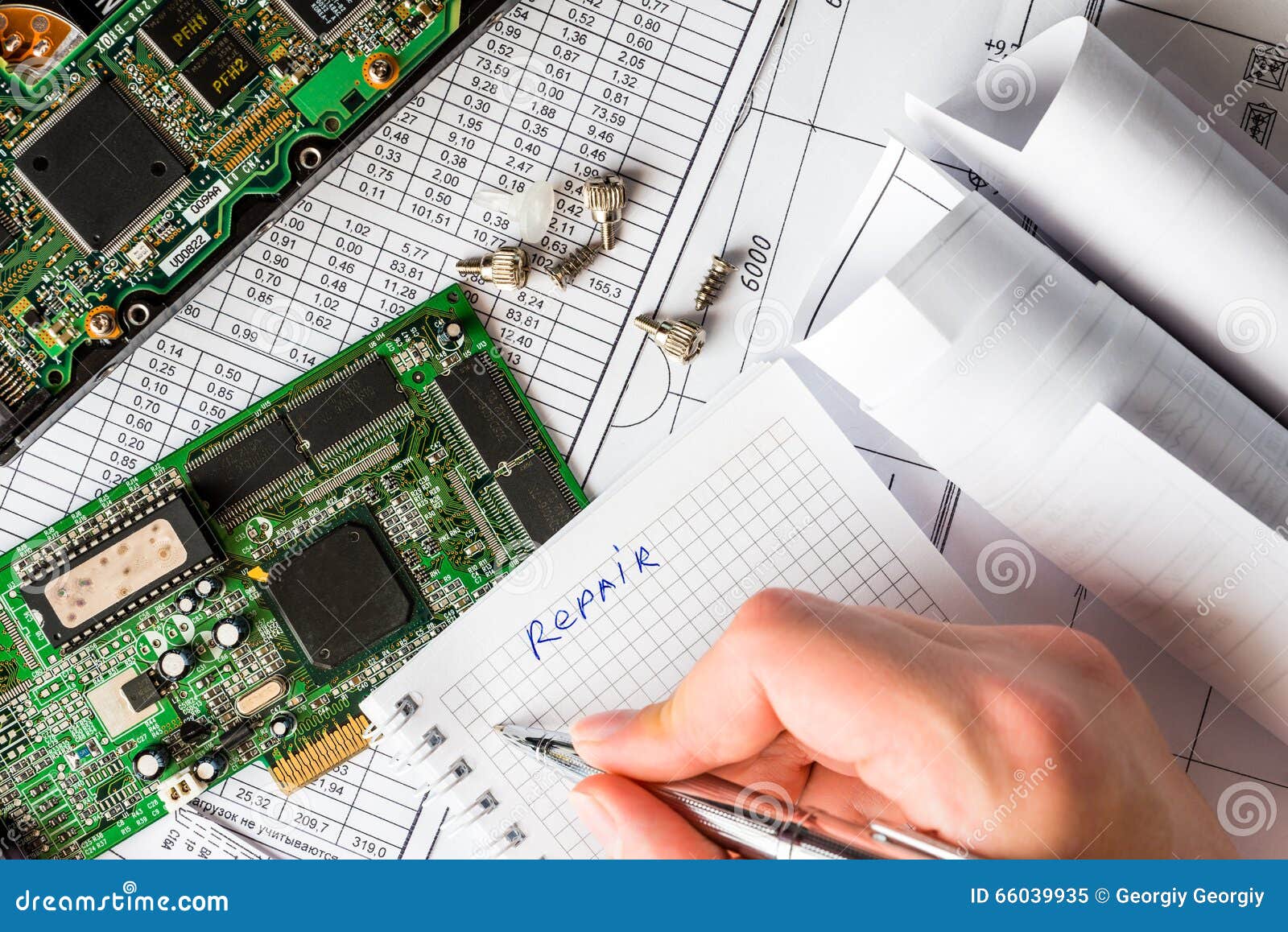 Plan for the Repair of the Computer Stock Image - Image of concepts ...