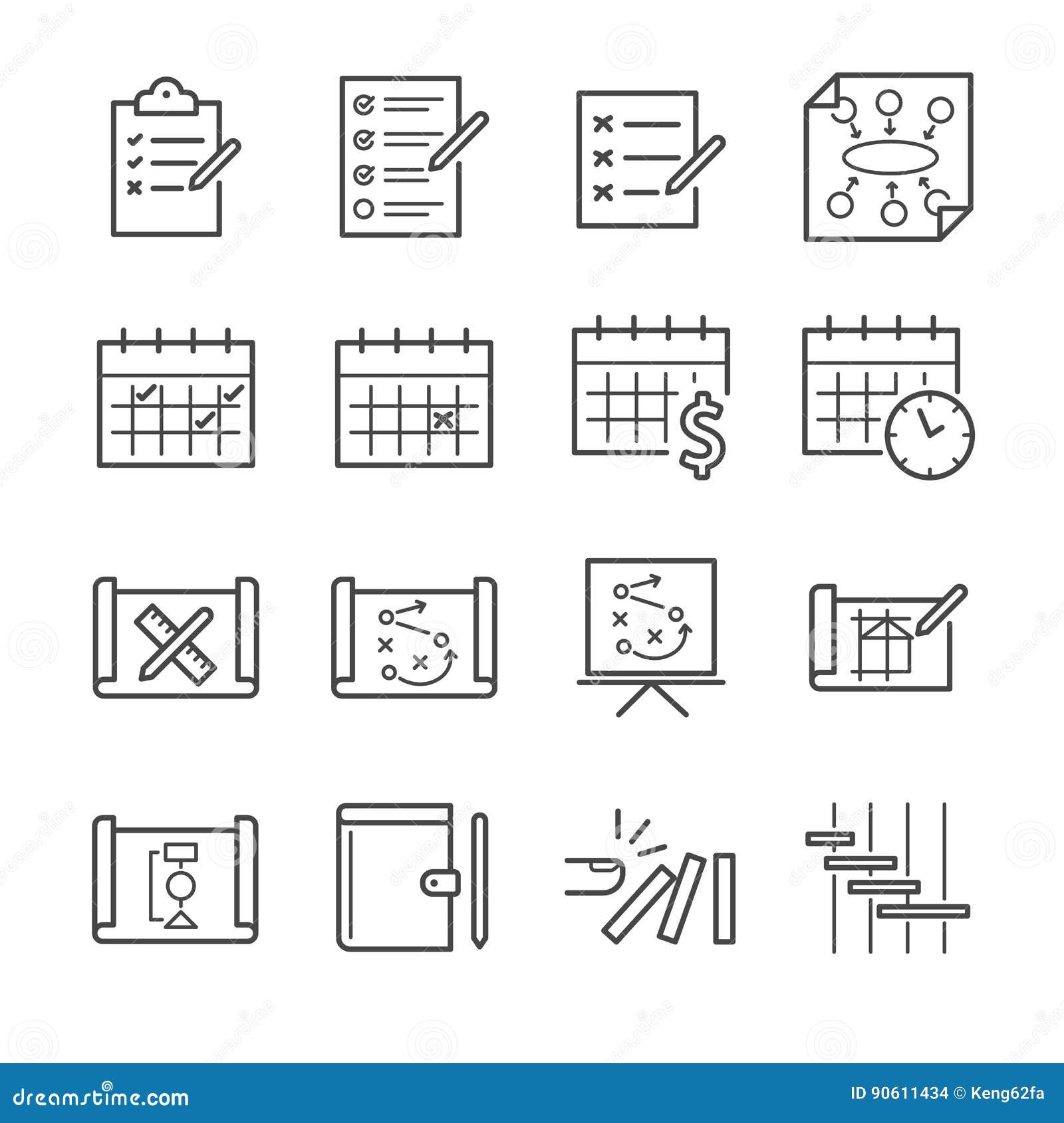 Plan and schedule icon set stock vector. Illustration of isolated ...