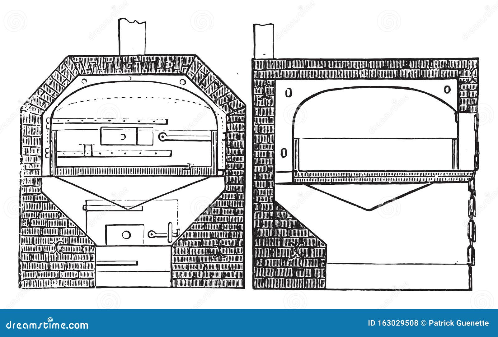 Plan and Section of a Furnace, Vintage Engraving Stock Vector ...