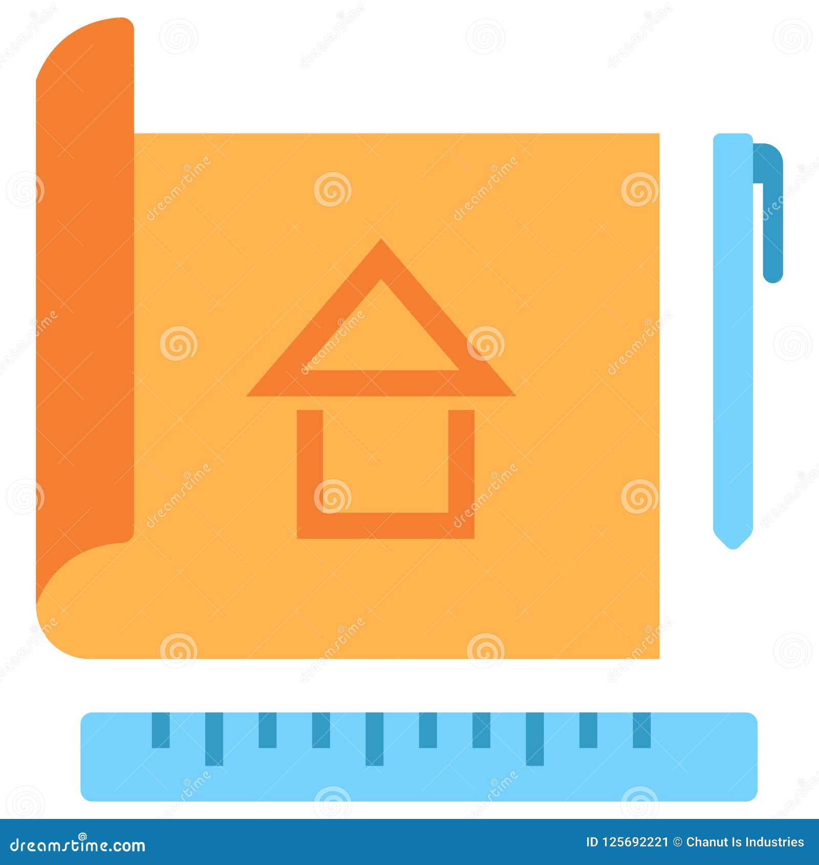 Plan Sketch Flat Icon stock vector. Illustration of drawing - 125692221