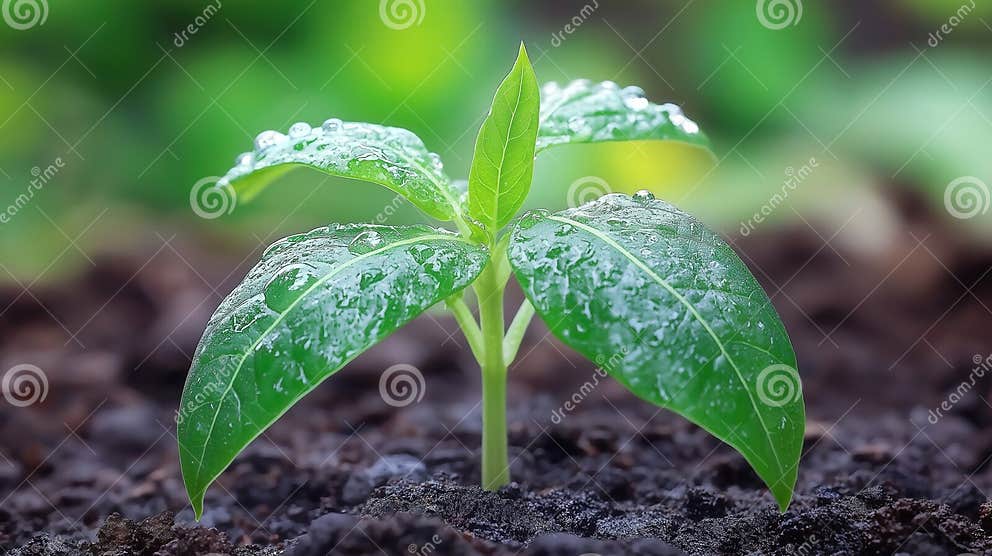 Plan Sprouts Growing on the Land Stock Illustration - Illustration of ...