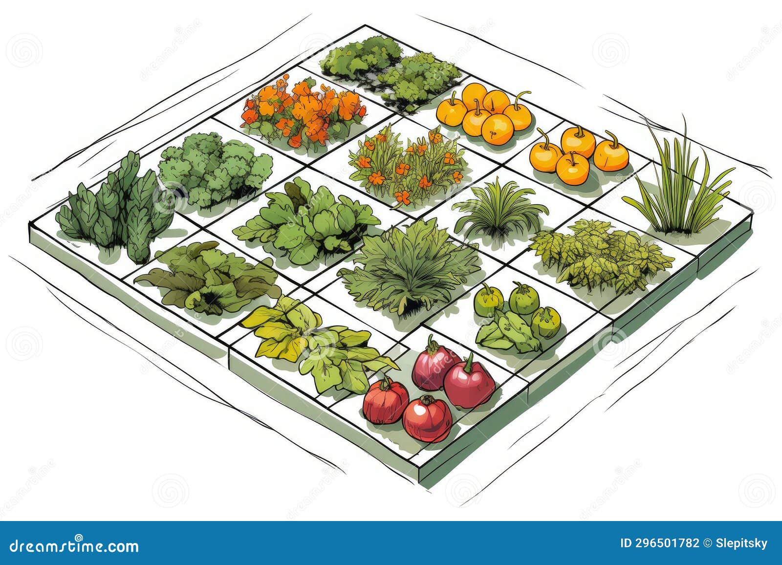 Plan of Square Vegetable Beds with Straight Rows Stock Photo - Image of ...