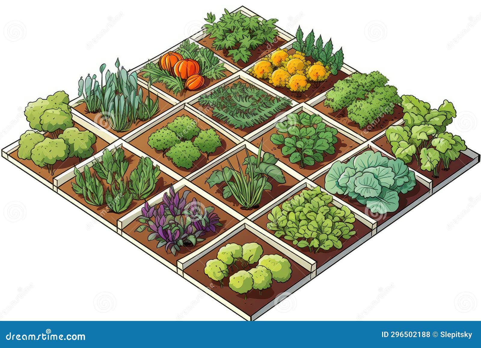 Plan of Square Vegetable Beds with Straight Rows Stock Photo - Image of ...