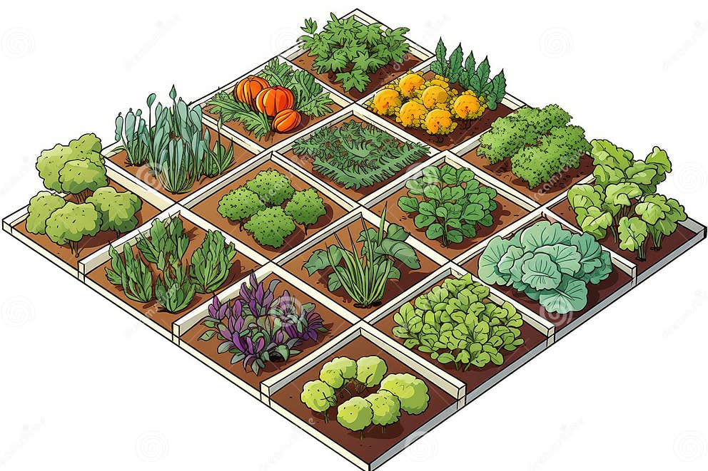 Plan of Square Vegetable Beds with Straight Rows Stock Photo - Image of ...