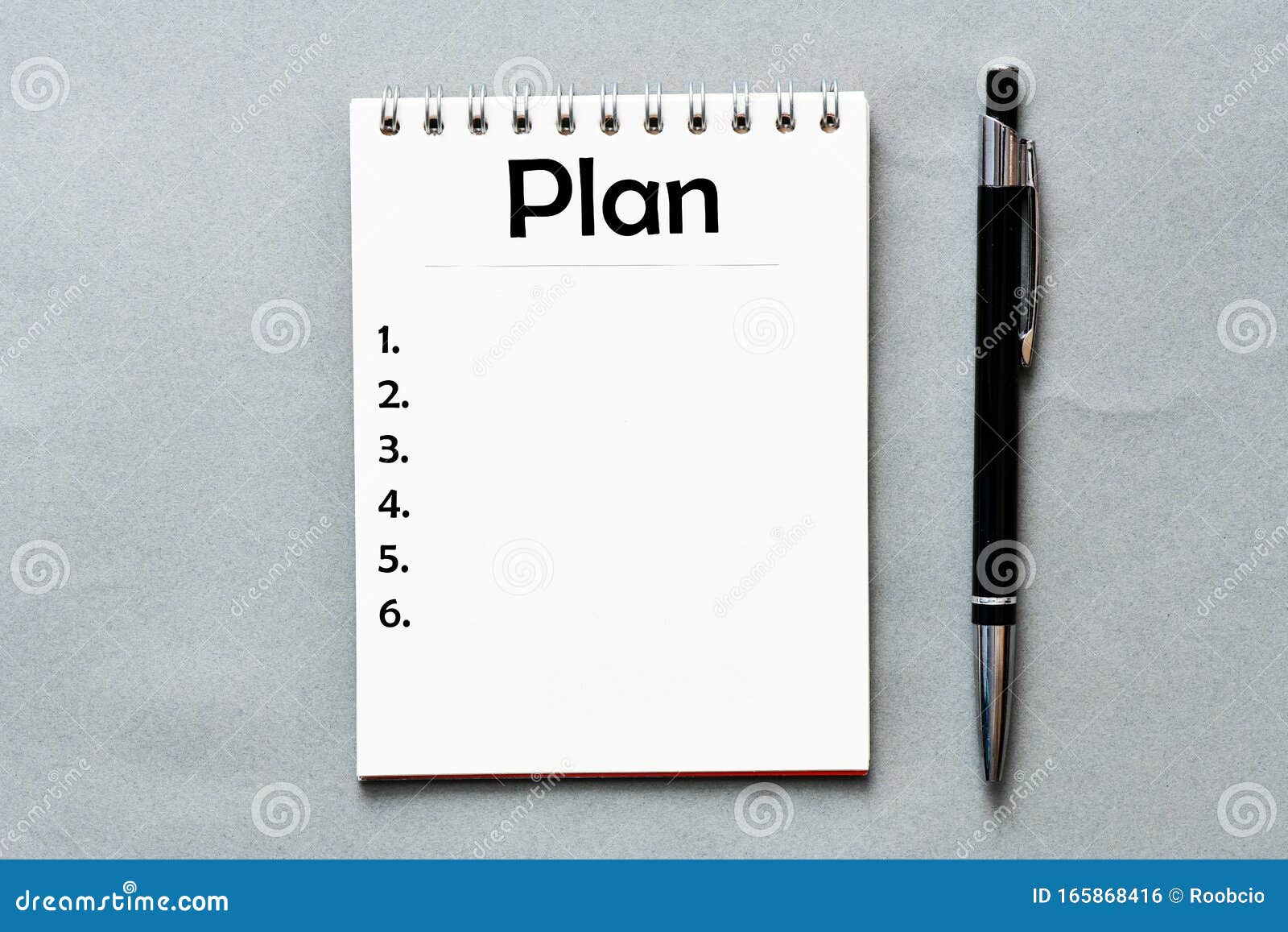 Plan Text in Notebook on Gray Background. View from Above. High ...